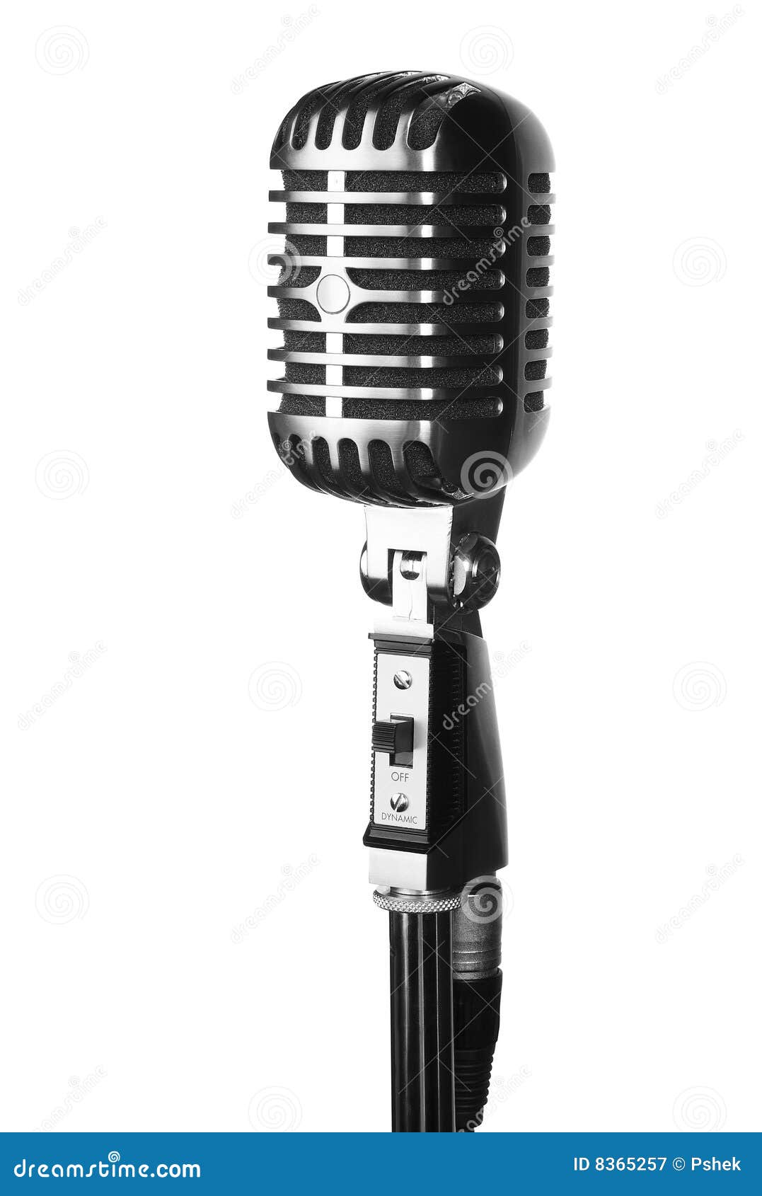 Retro Microphone on Stand Isolated on White Stock Image - Image of ...