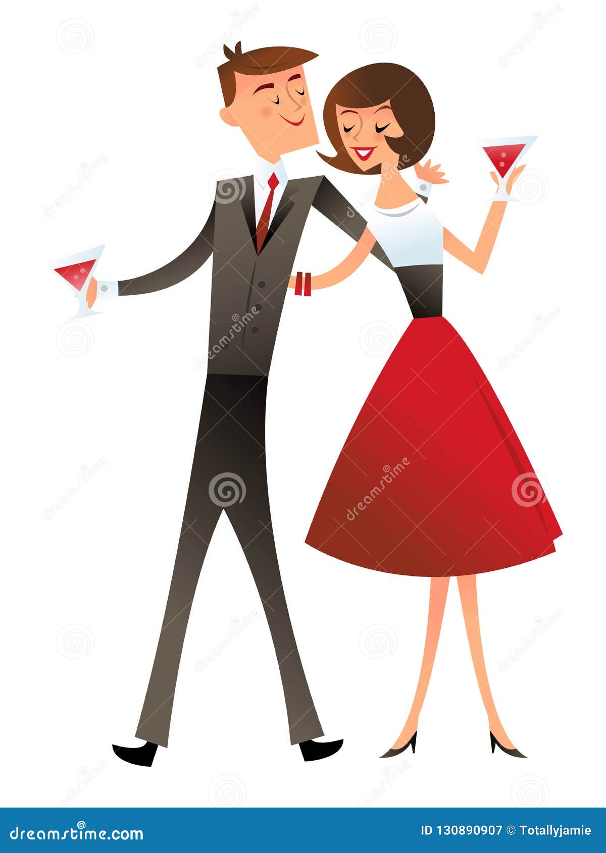 Retro Mid Century Modern Cocktail Couple Stock Illustration ...
