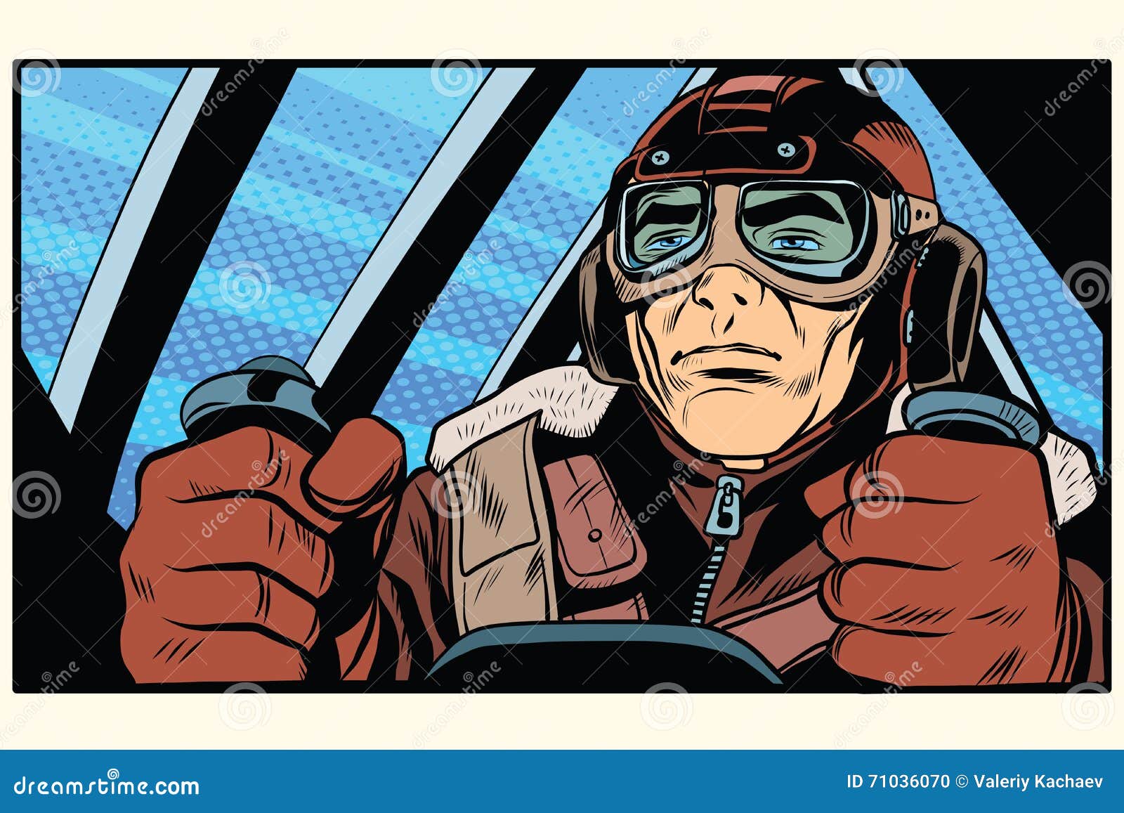 Retro Military Aviator Pilot Vector Illustration | CartoonDealer.com ...