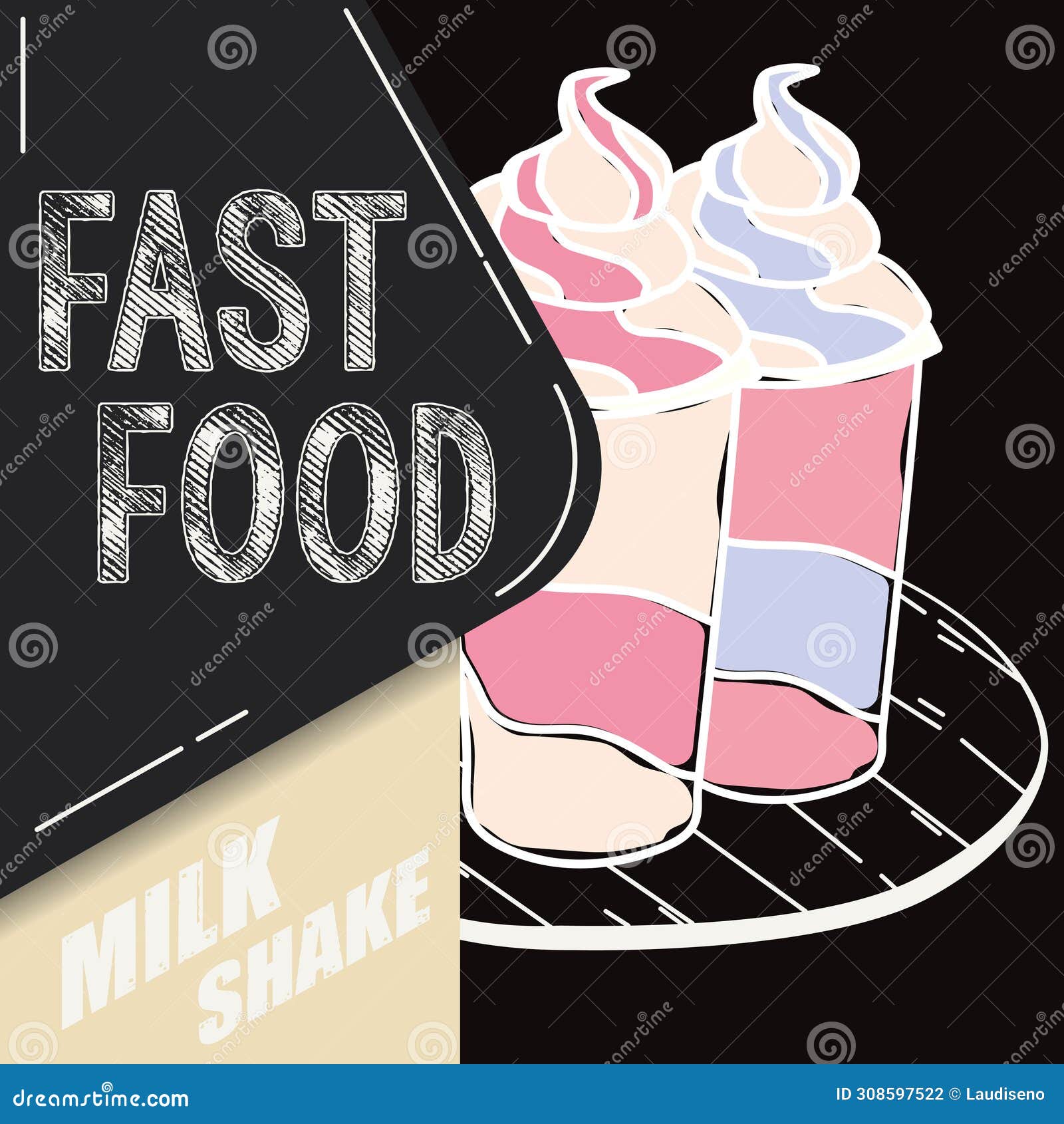 Retro Milk Shake Fast Food Vector Stock Vector - Illustration of fast ...