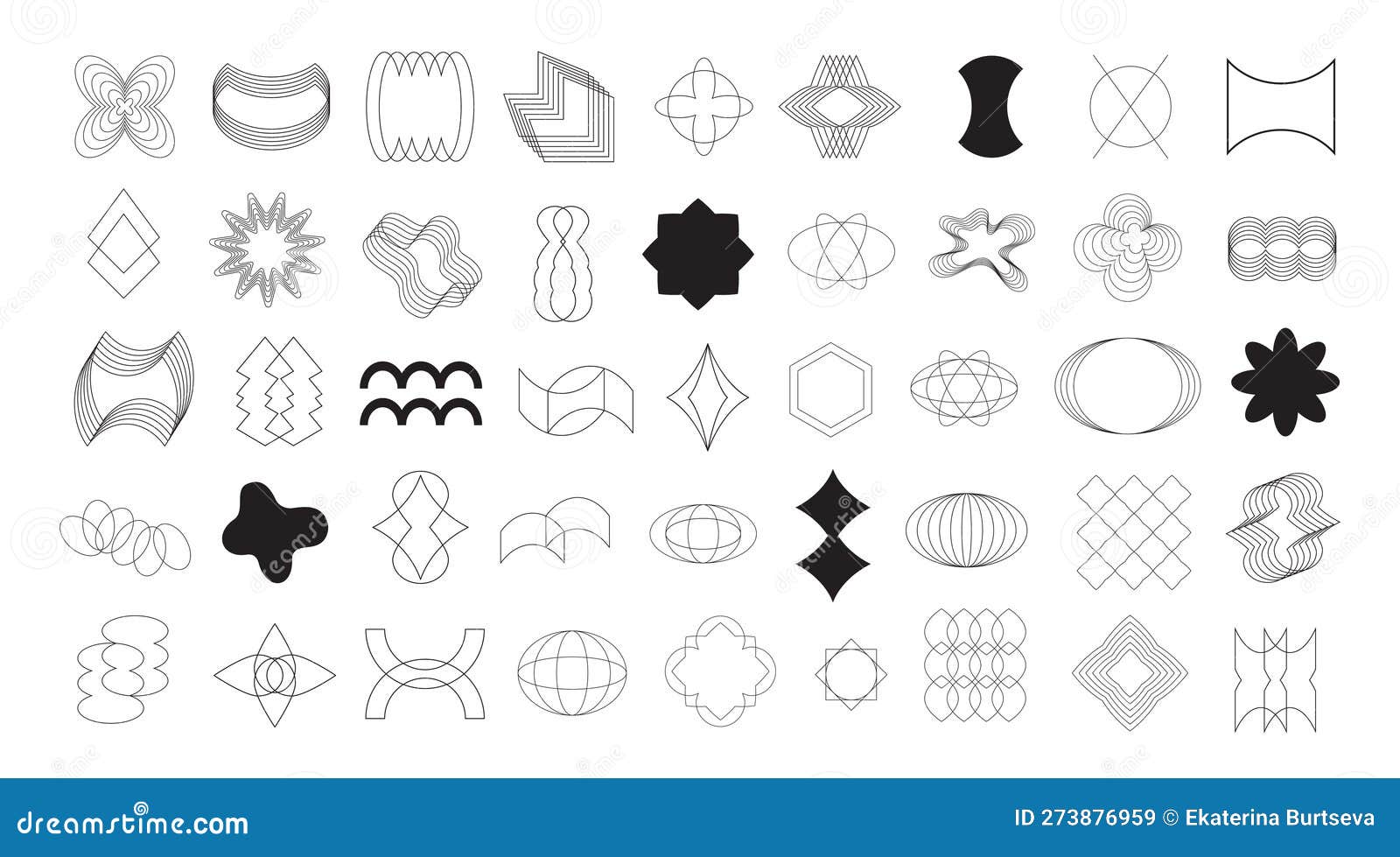 Retro Minimal Line Abstract Geometric Shapes Set Stock Vector ...