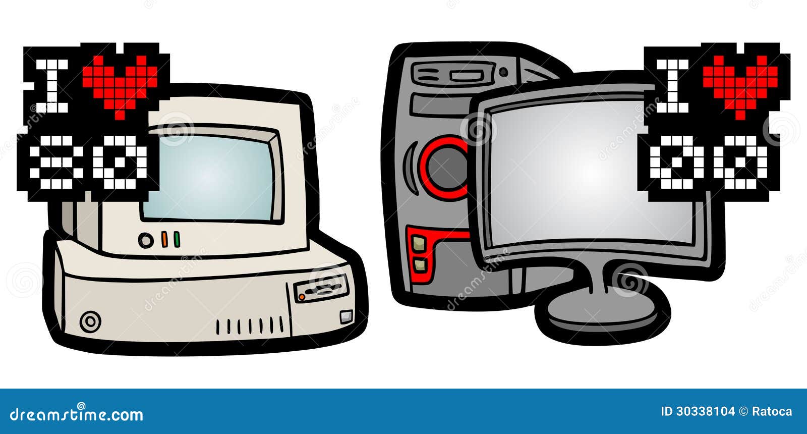 Retro and modern computers stock vector. Illustration of ancient - 30338104