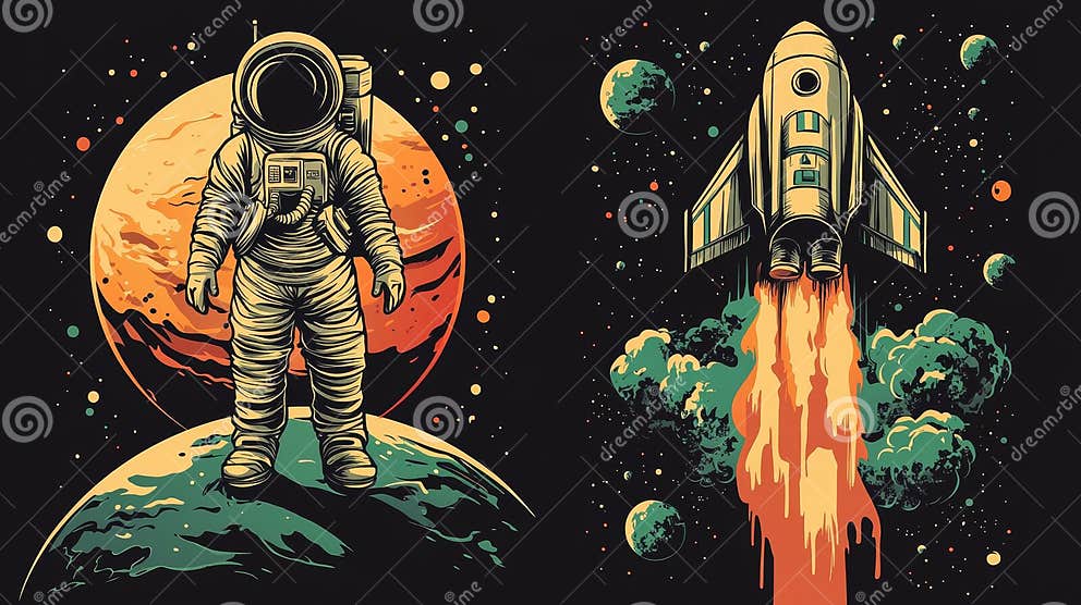 Retro Modern Posters Featuring Galaxy and Space Exploration. Featuring ...