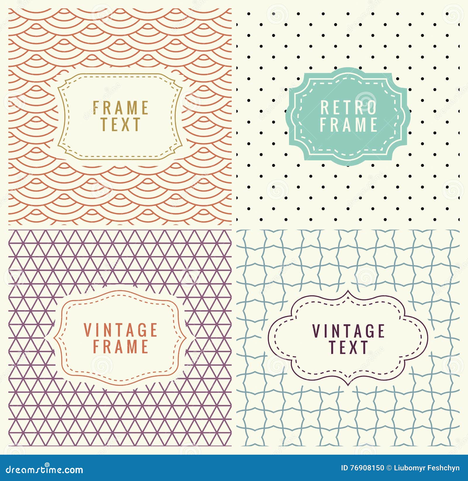 Retro Mono Line Frames With Place For Text. Vector Design Template ...