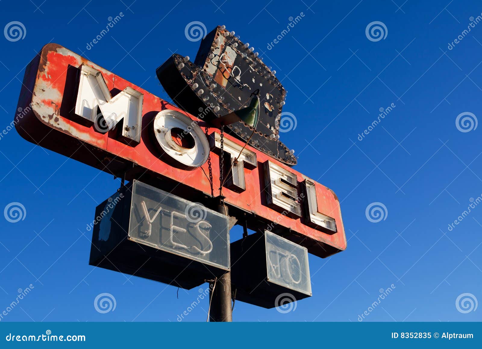 Retro motel sign blue sky stock image. Image of classic - 8352835
