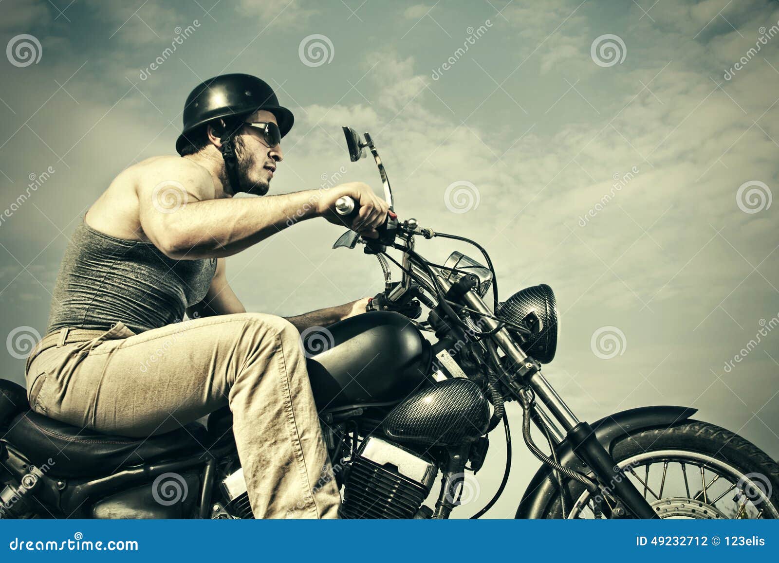 Retro Motorbiker stock photo. Image of life, motorbike - 49232712
