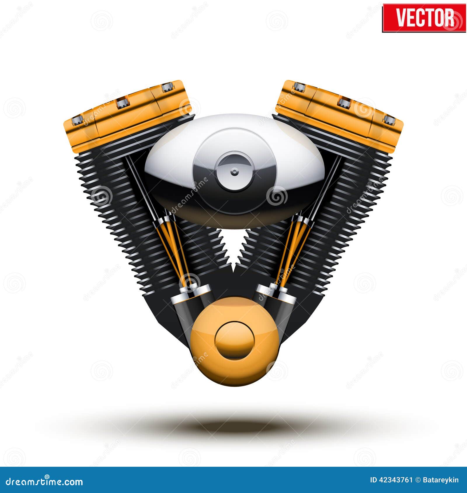 Retro Motorcycle Engine. Vector Illustration. Stock Vector - Image ...