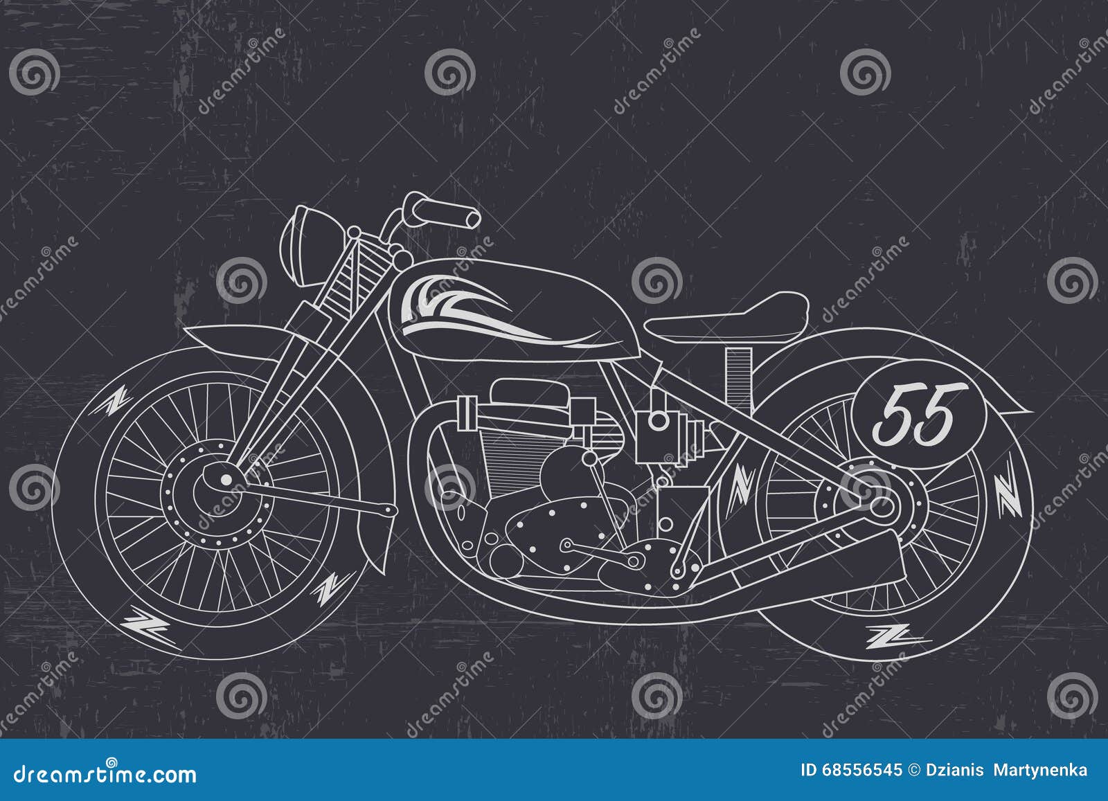 Retro Motorcycle, Hand Drawn Motorcycle Stock Vector - Illustration of ...
