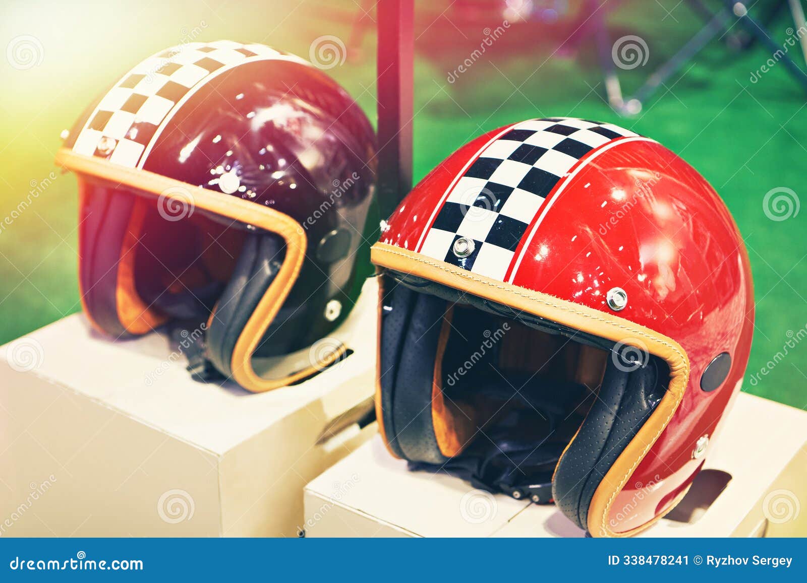 Motorcycle Helmets On A White Background. Collage Stock Image ...