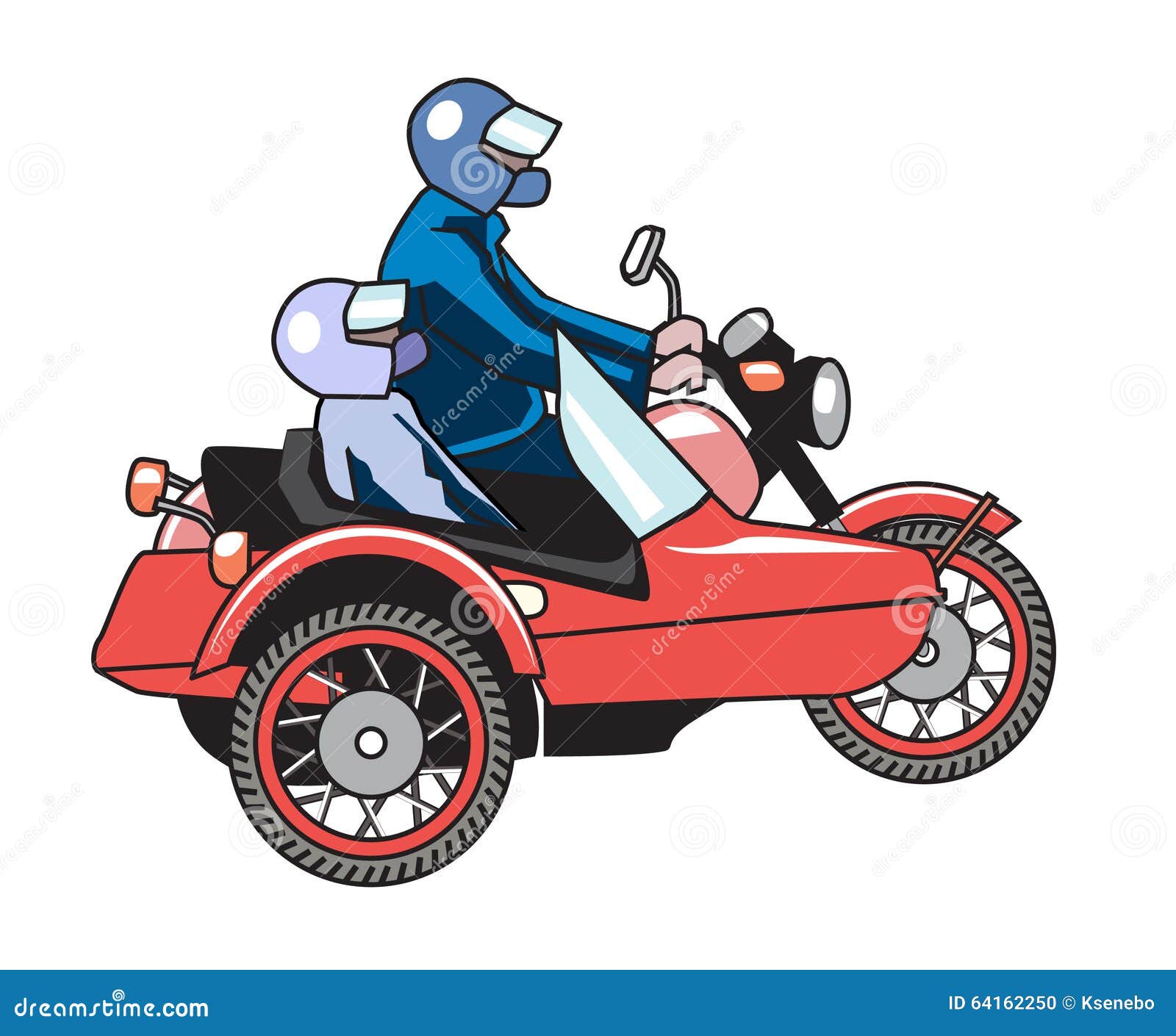 Scooter With Sidecar Cartoon