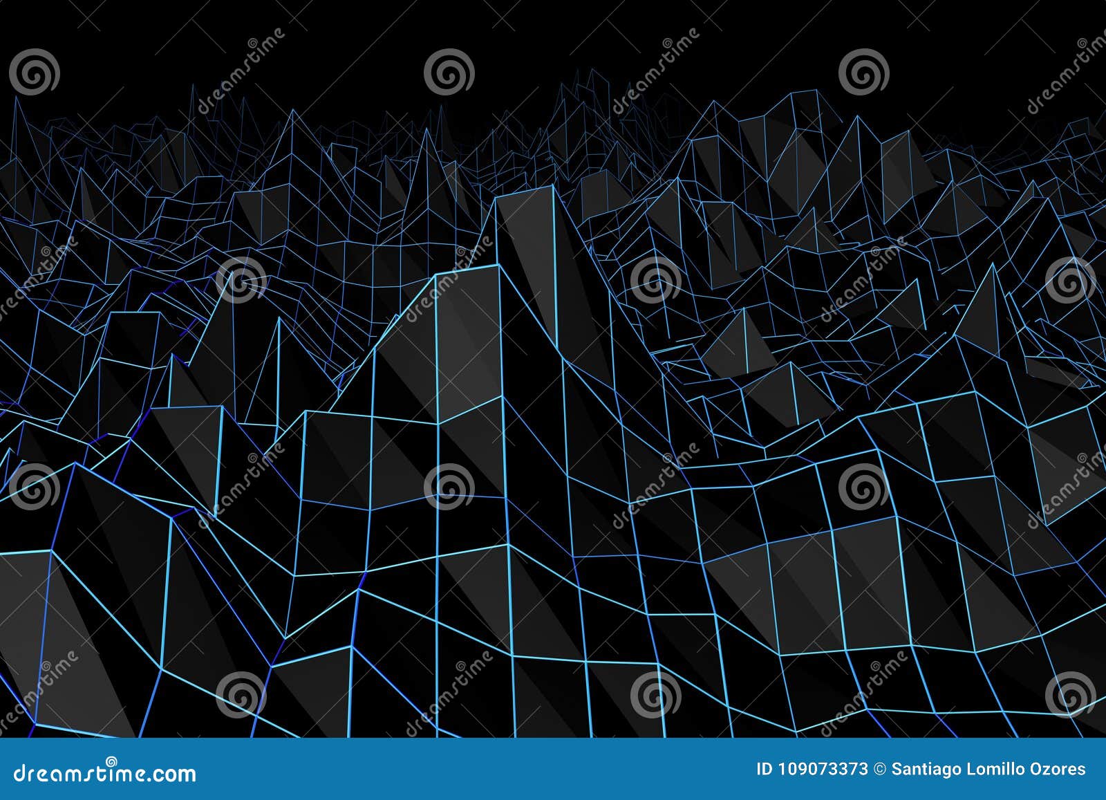 Retro Mountain Landscape in Wireframe Stock Illustration - Illustration ...