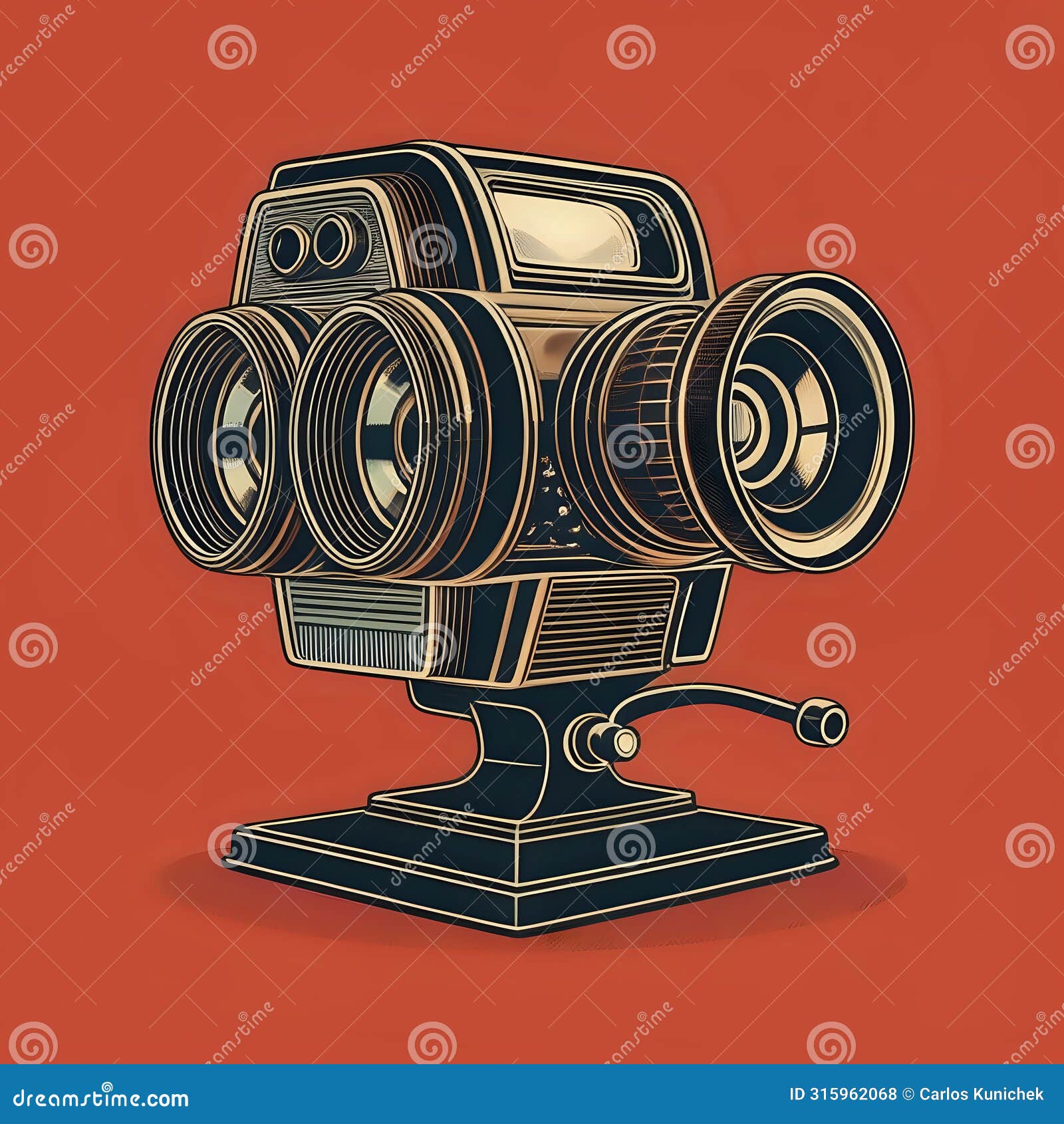 Retro Movie Projector Design - Generated by Ai Stock Illustration ...