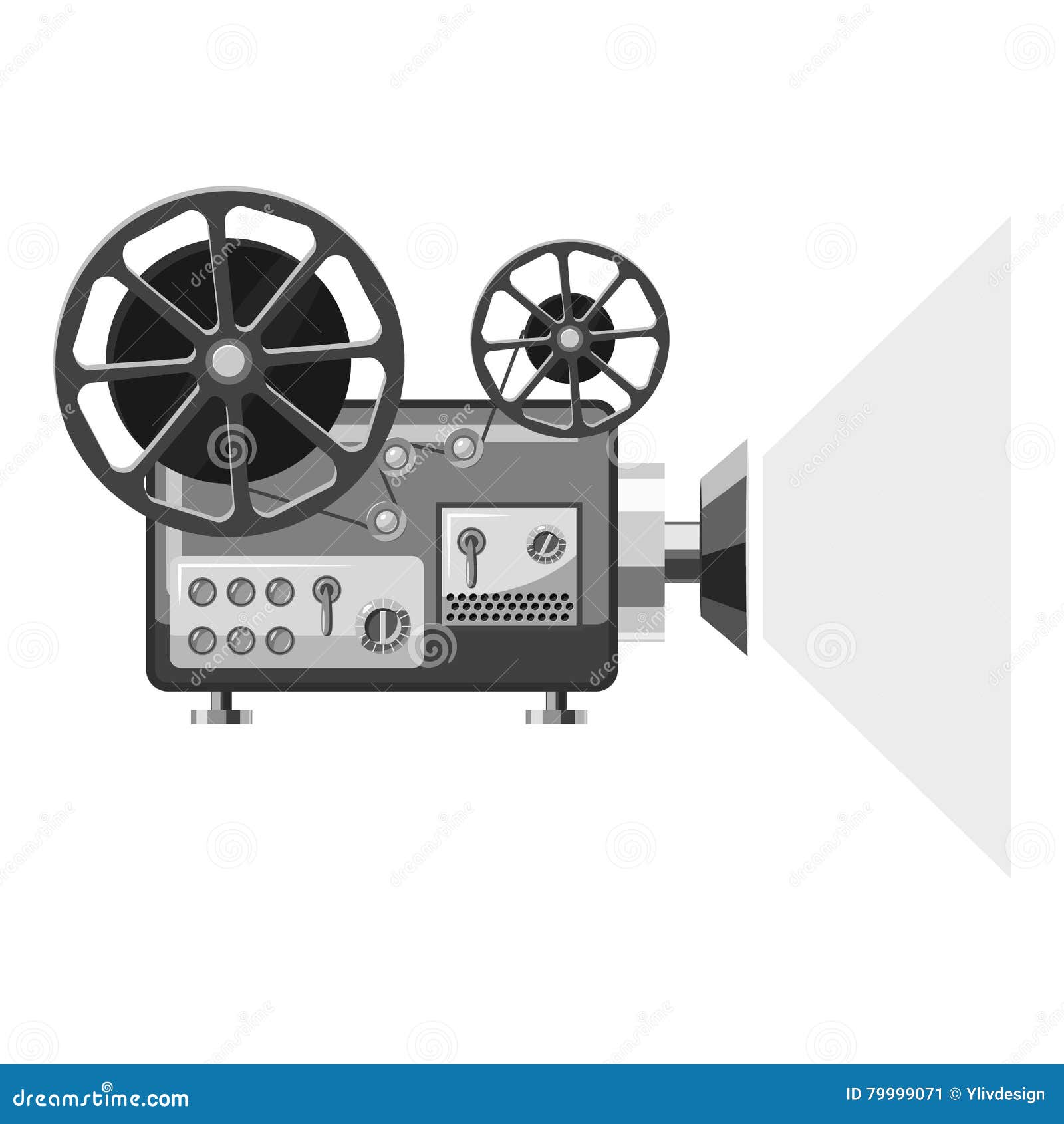 Retro Movie Projector Icon, Gray Monochrome Style Stock Vector ...
