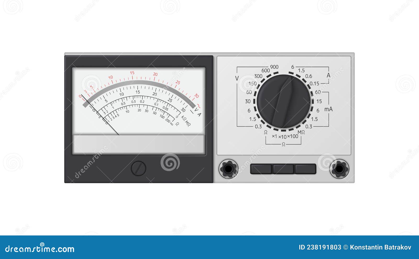 Retro Multimeter on White Background. Device for Measuring Electricity ...