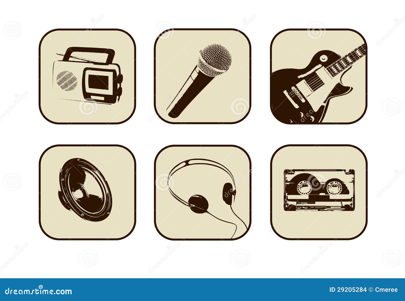 Retro music icons stock illustration. Illustration of headphones - 29205284