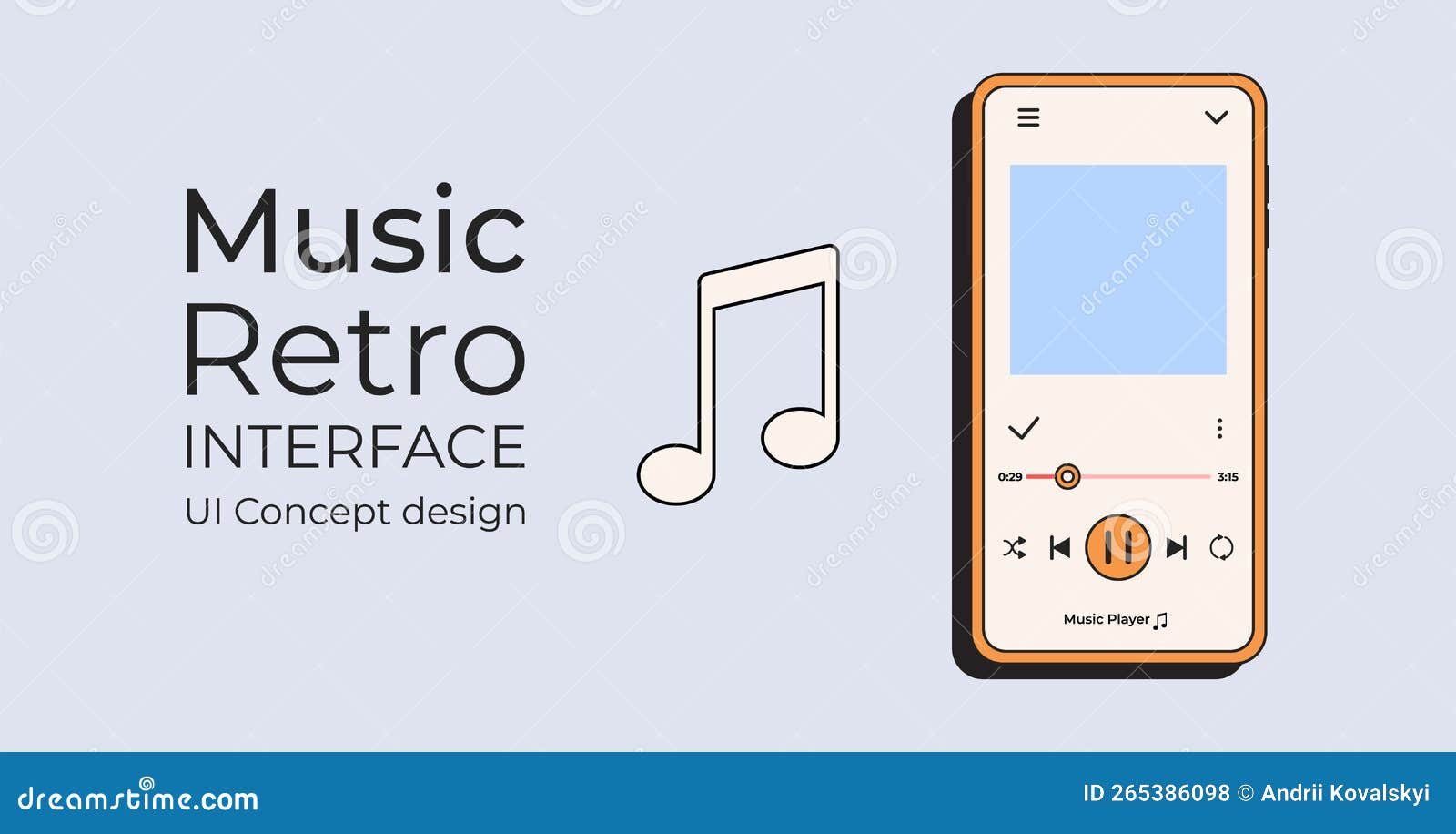 Retro Music Interface Ui Design Stock Illustration - Illustration of ...