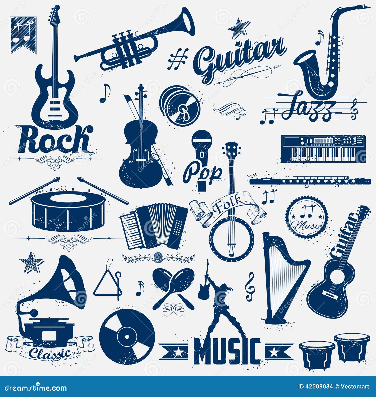 Retro music label stock vector. Illustration of creative - 42508034