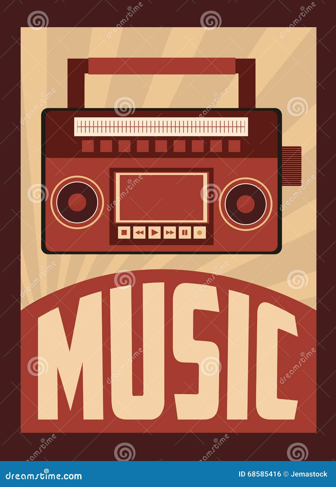 Retro Music, Poster Design, Vector Illustration Stock Vector ...