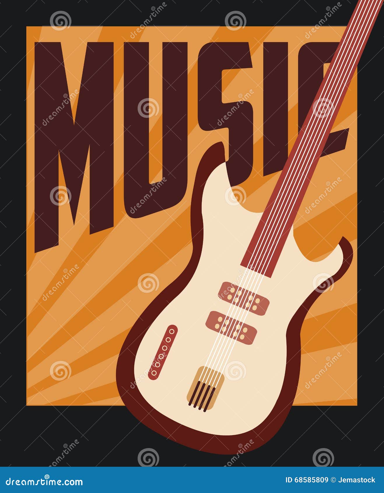 Retro Music, Poster Design, Vector Illustration Stock Vector ...