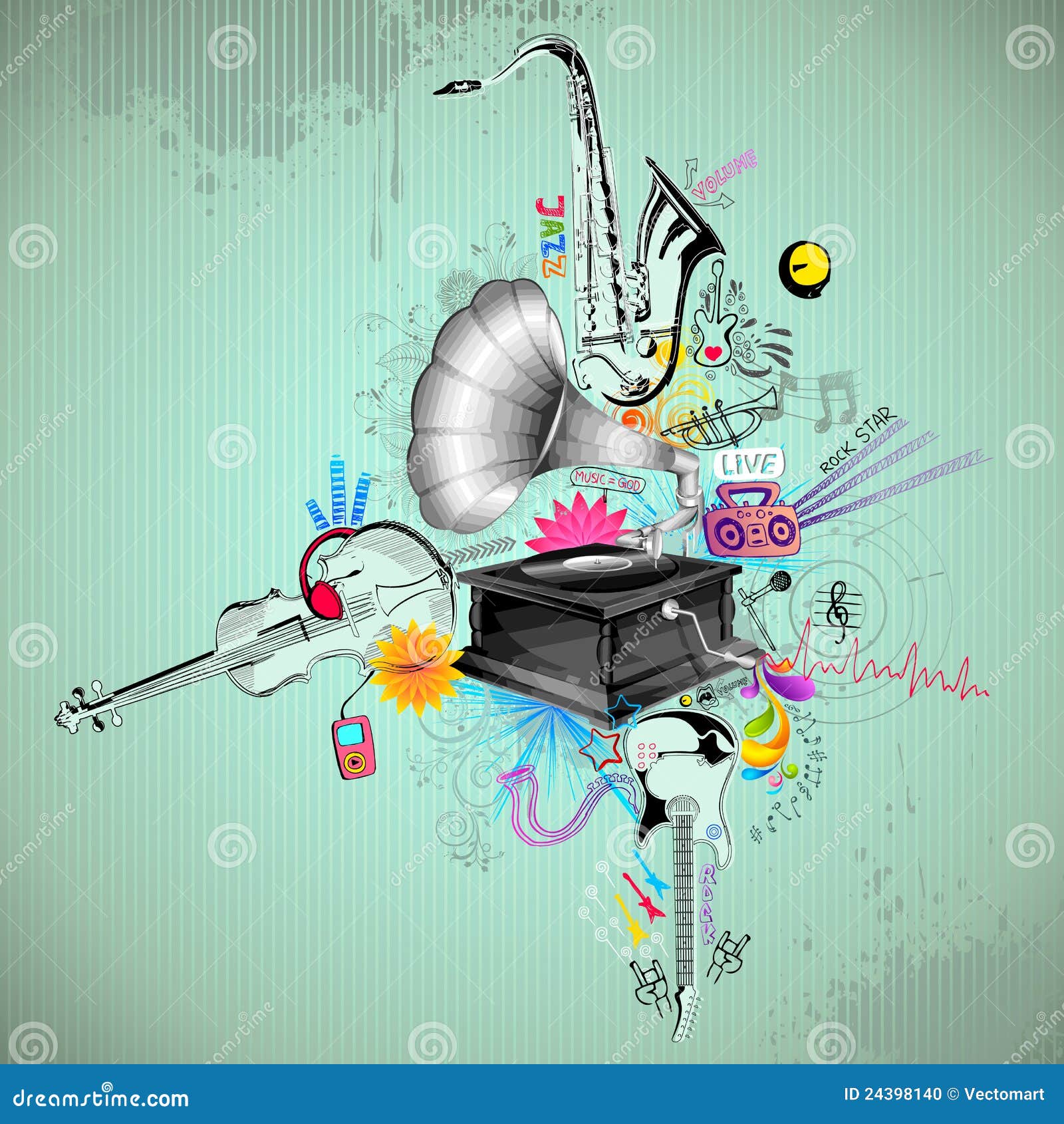 Retro Musical Background stock vector. Illustration of graphic - 24398140
