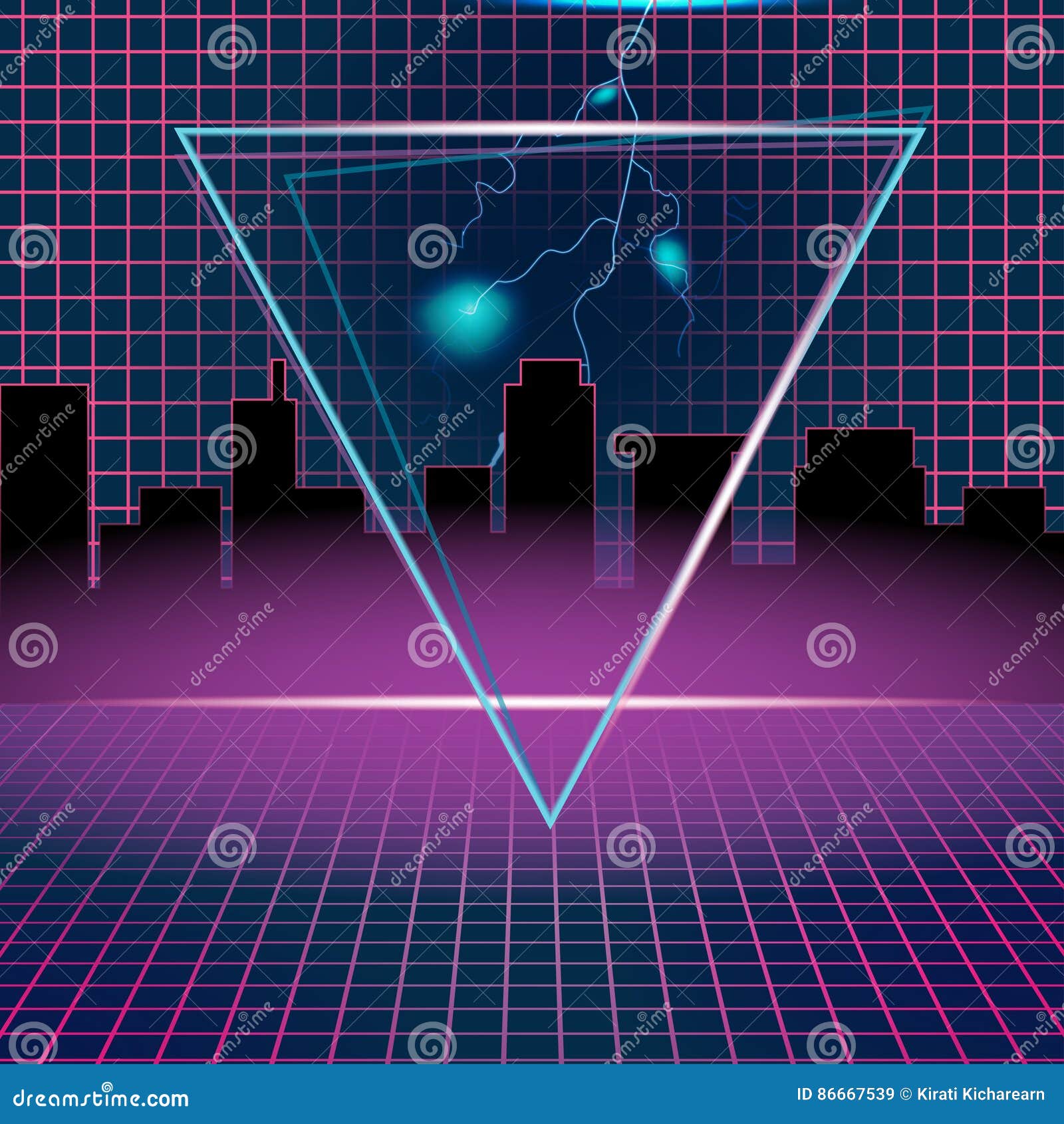 Retro Neon Background Design Triangle Vector Stock Illustration ...