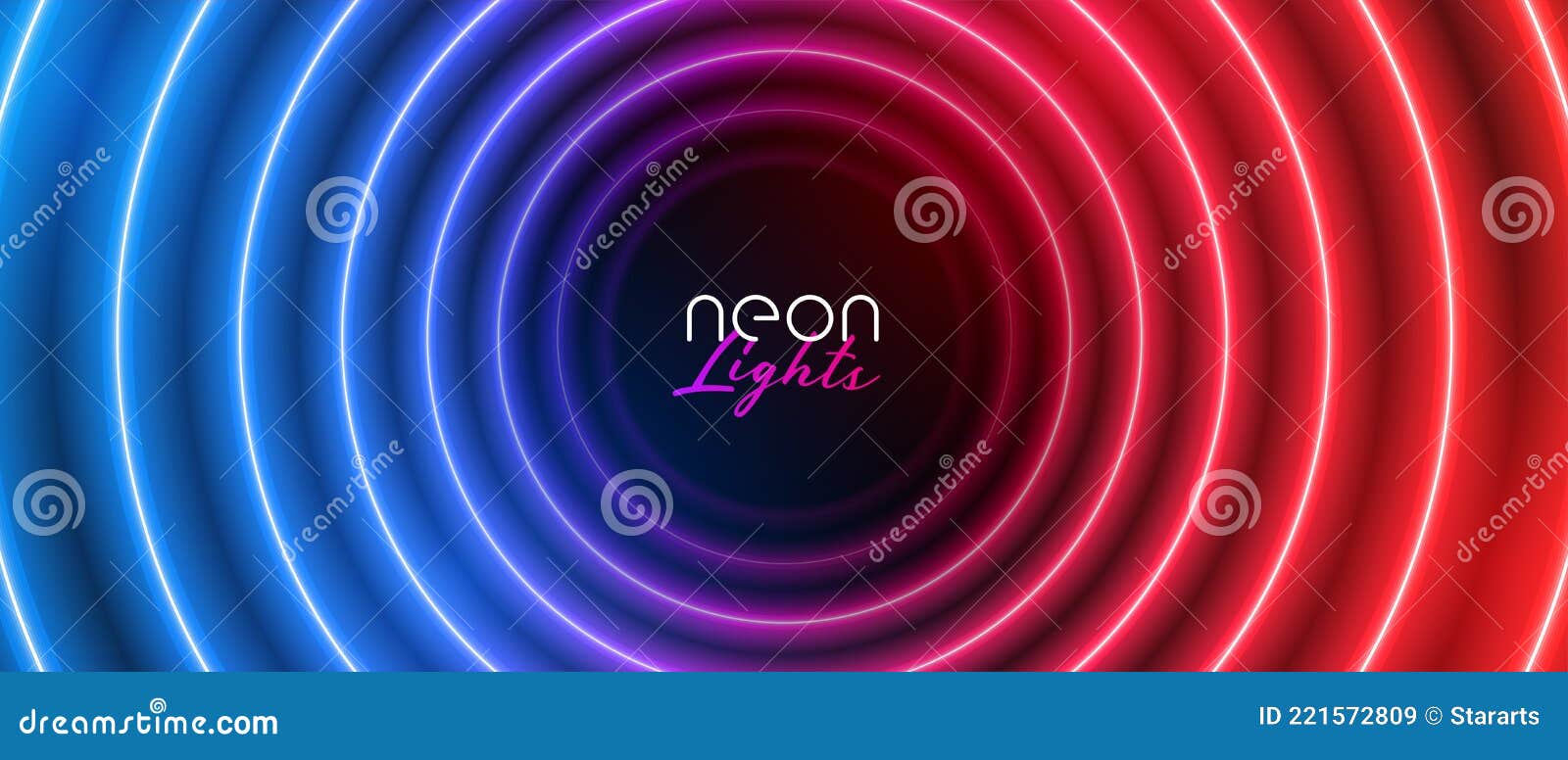 Retro Neon Circular Blue and Red Light Banner Stock Vector ...