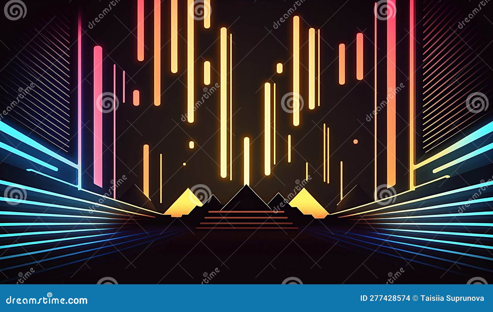 Retro Neon Light Frame Background Stock Illustration - Illustration of ...