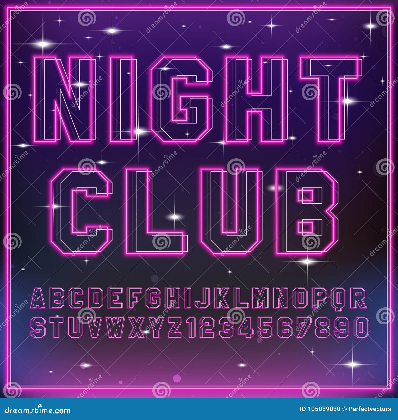 Retro Neon Light Font. Vector Glowing Alphabet | CartoonDealer.com ...