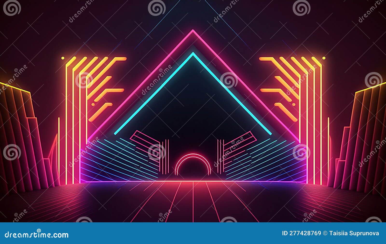 Retro Neon Light Frame Background Stock Illustration - Illustration of ...