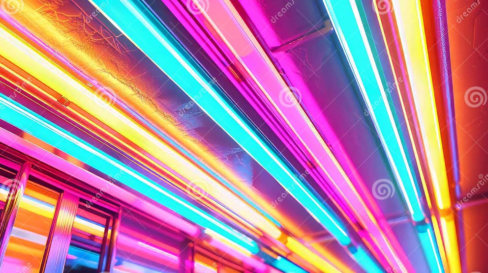 Retro Neon Lights with a Translucent White Background Stock ...