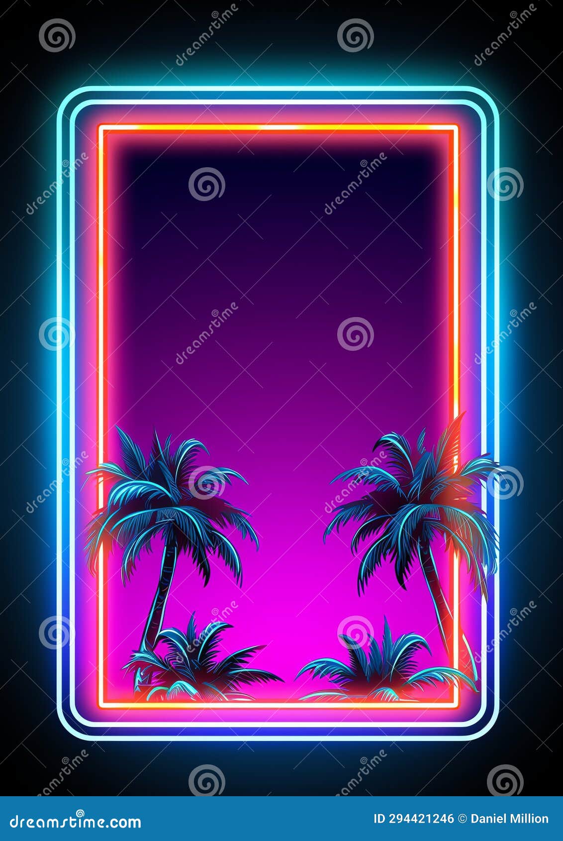 Retro Neon Signage Frame 80s Retro Nostalgic Stock Illustration ...