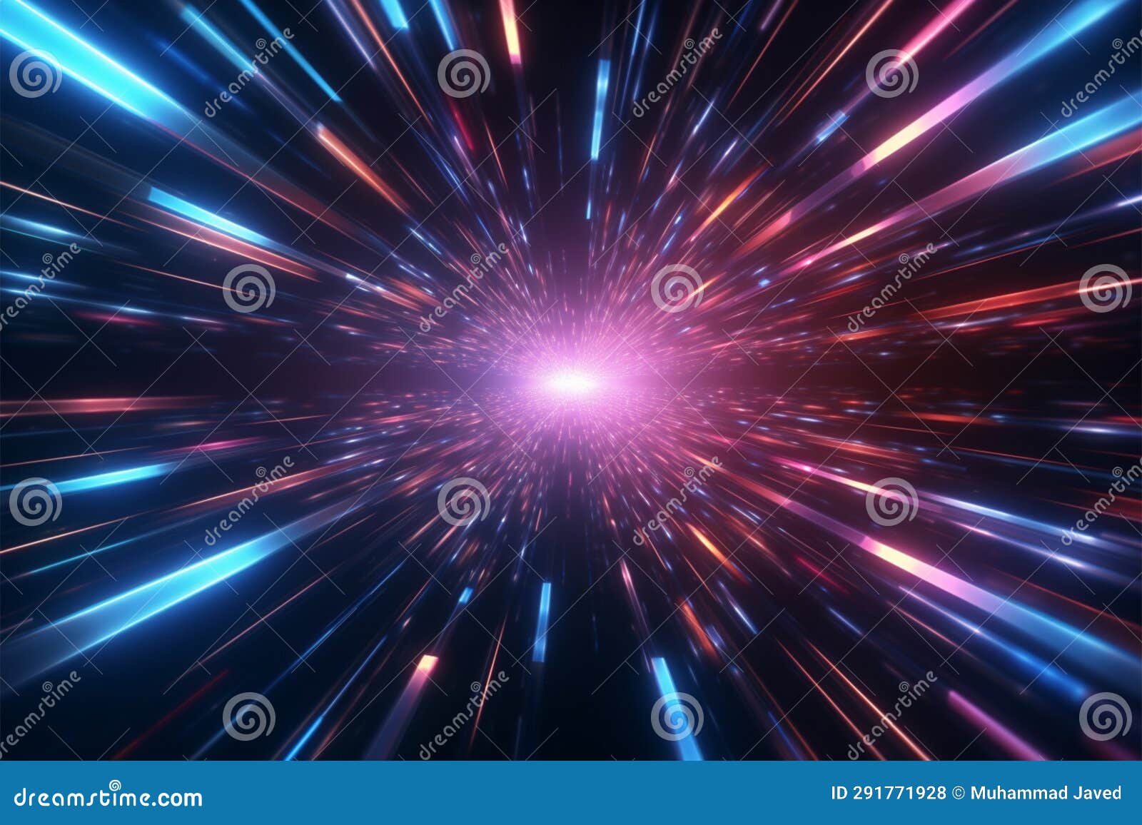 Retro Neon Warp Abstract Flight through 3D Hyper Tunnel Space Stock ...