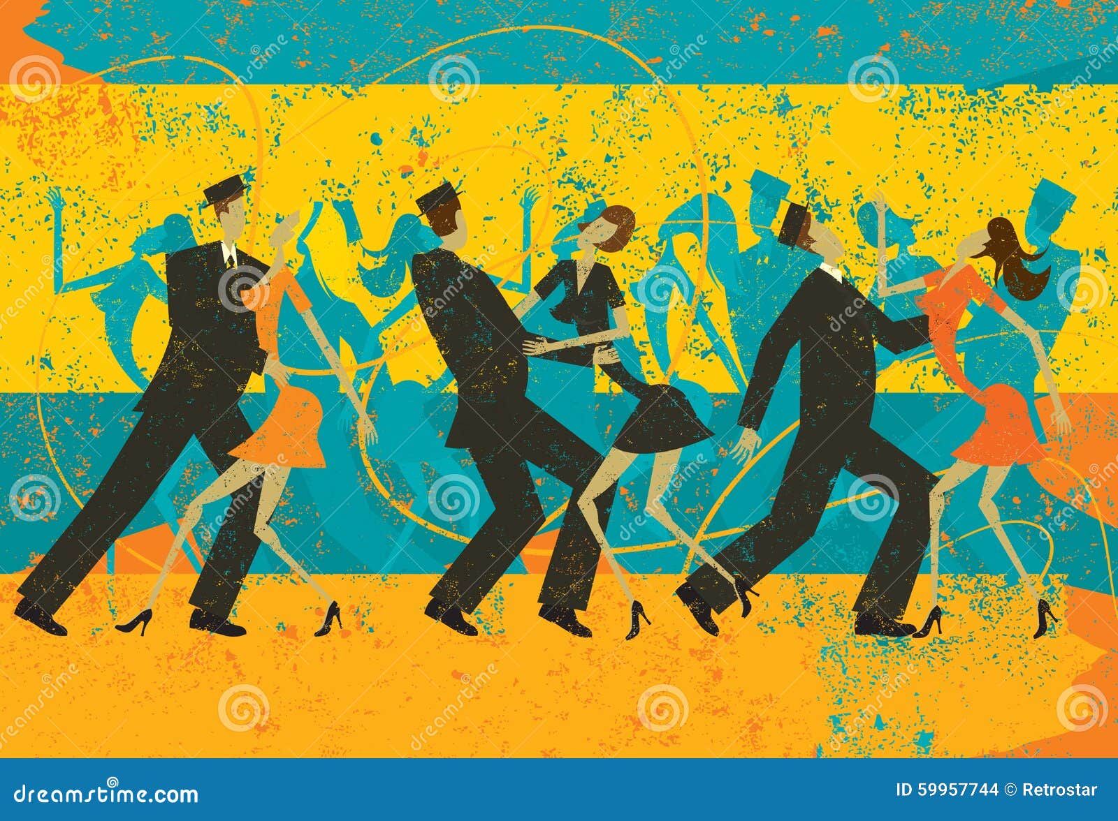 Retro Nightclub stock vector. Illustration of group, clubbing - 59957744
