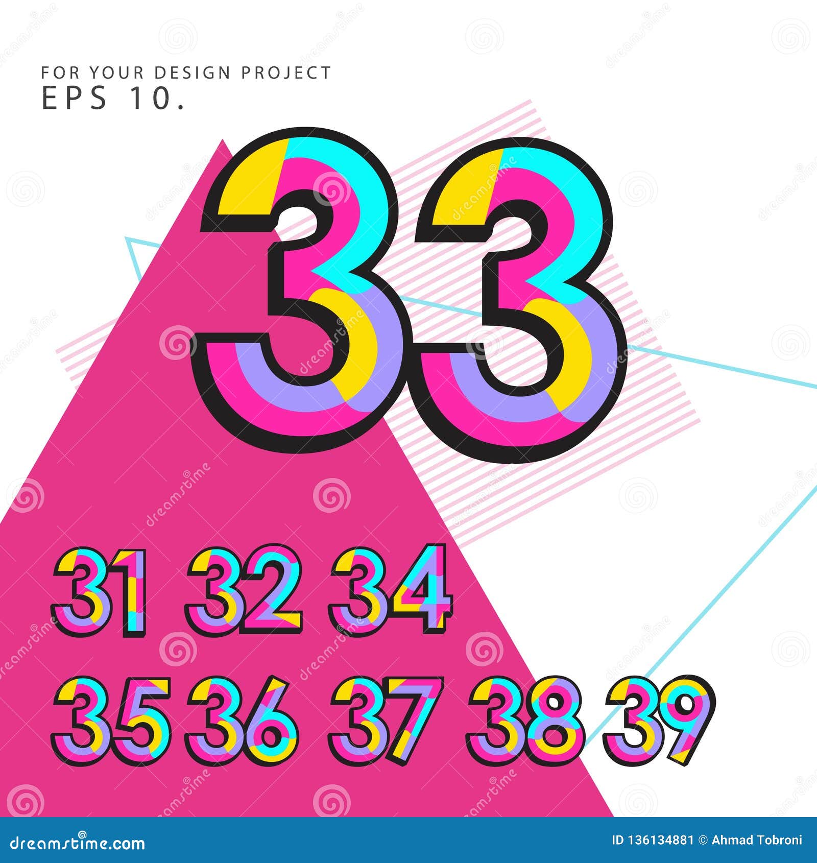 Retro Number Set Vector Design Illustration Stock Vector - Illustration ...