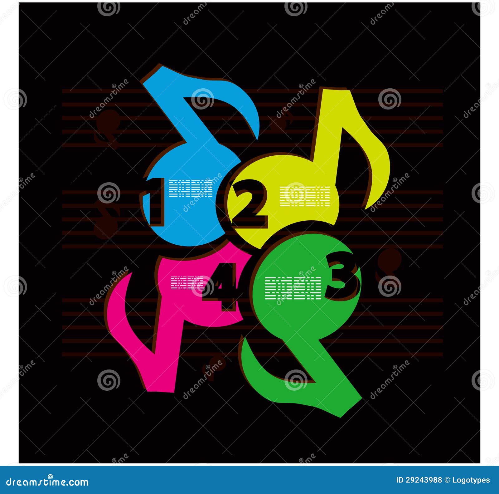 Retro Numbers Music Design Template. Vector Illustration Stock ...