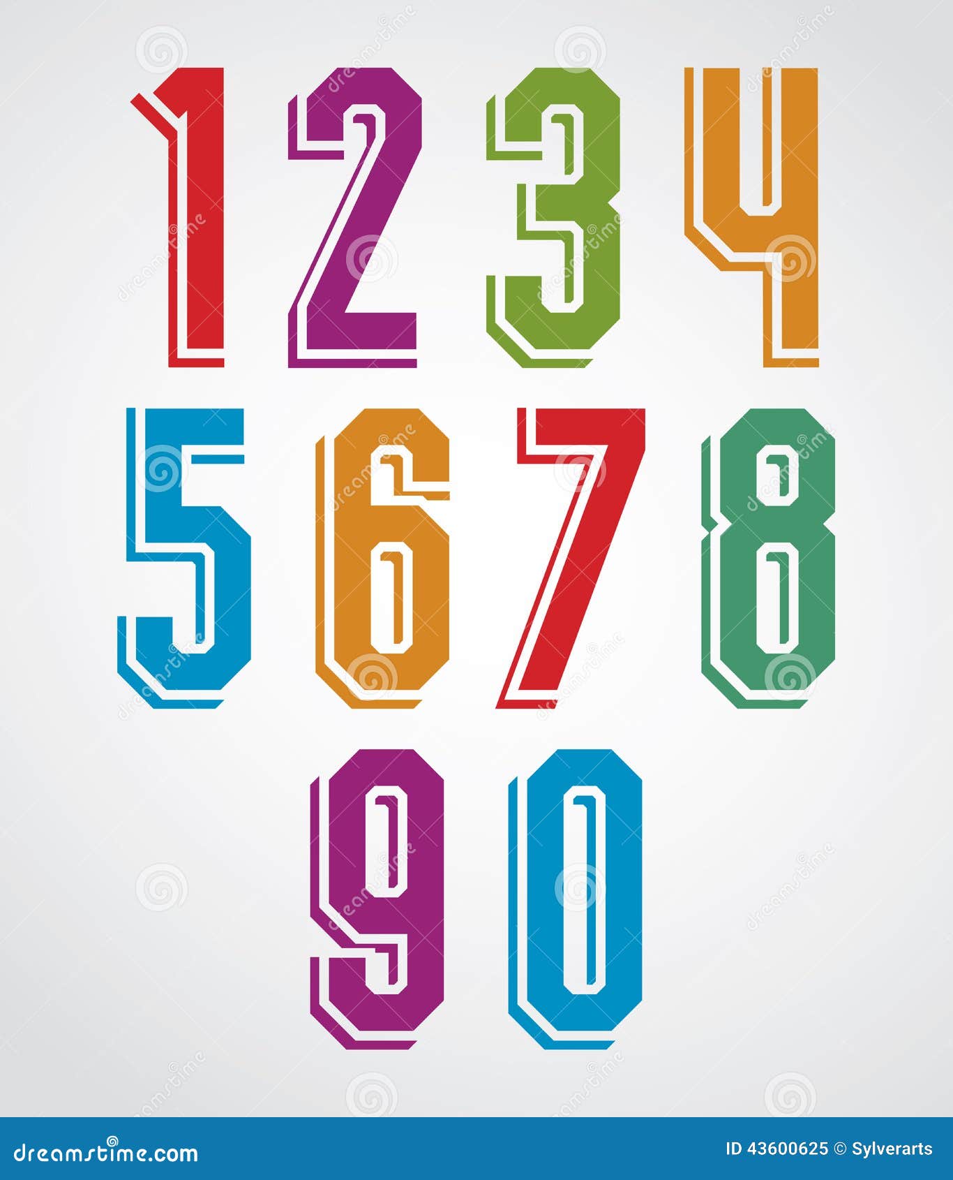Retro Numbers Set, Geometric Numerals Typeface. Stock Vector ...