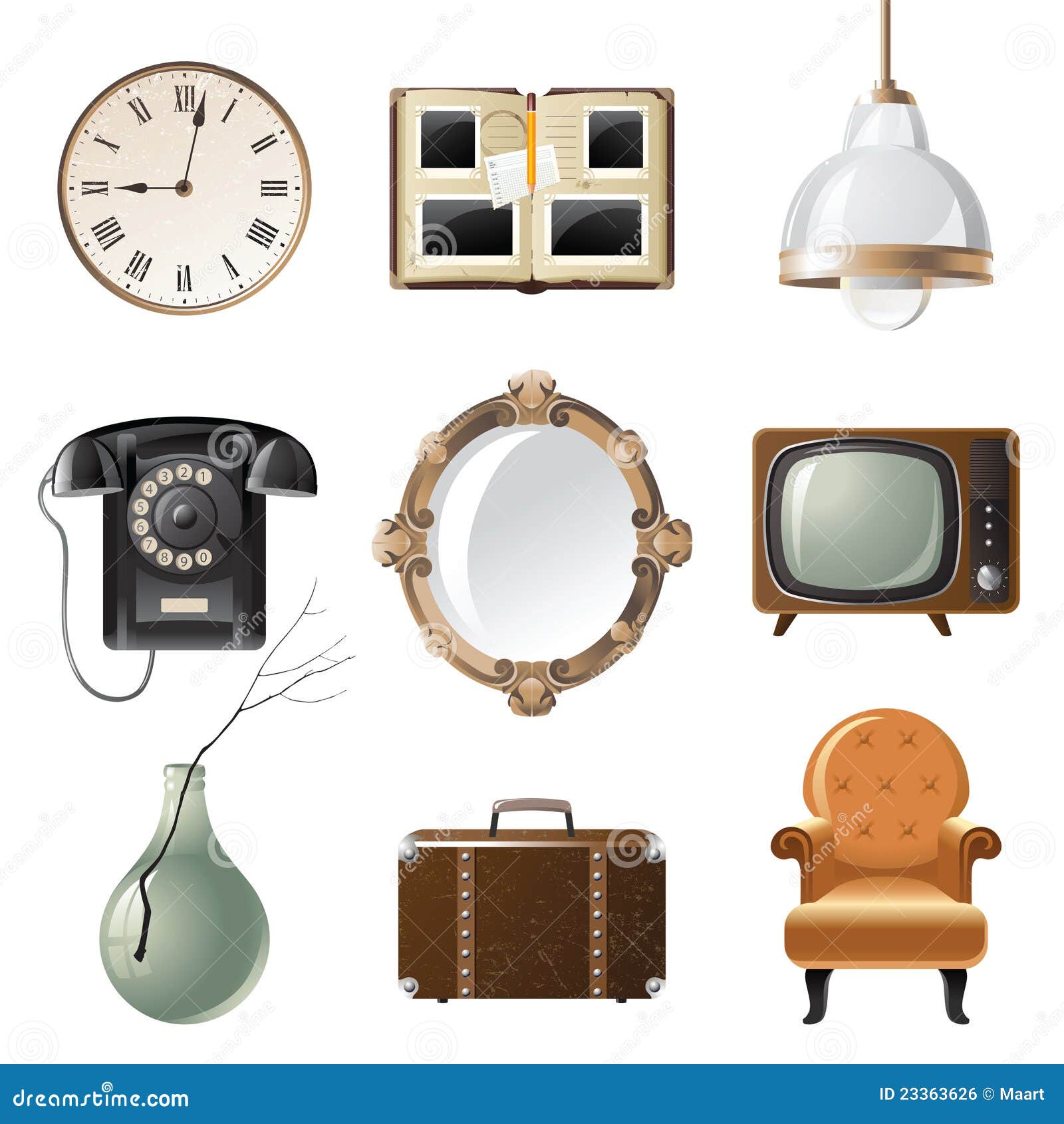 Retro objects stock vector. Illustration of decoration - 23363626