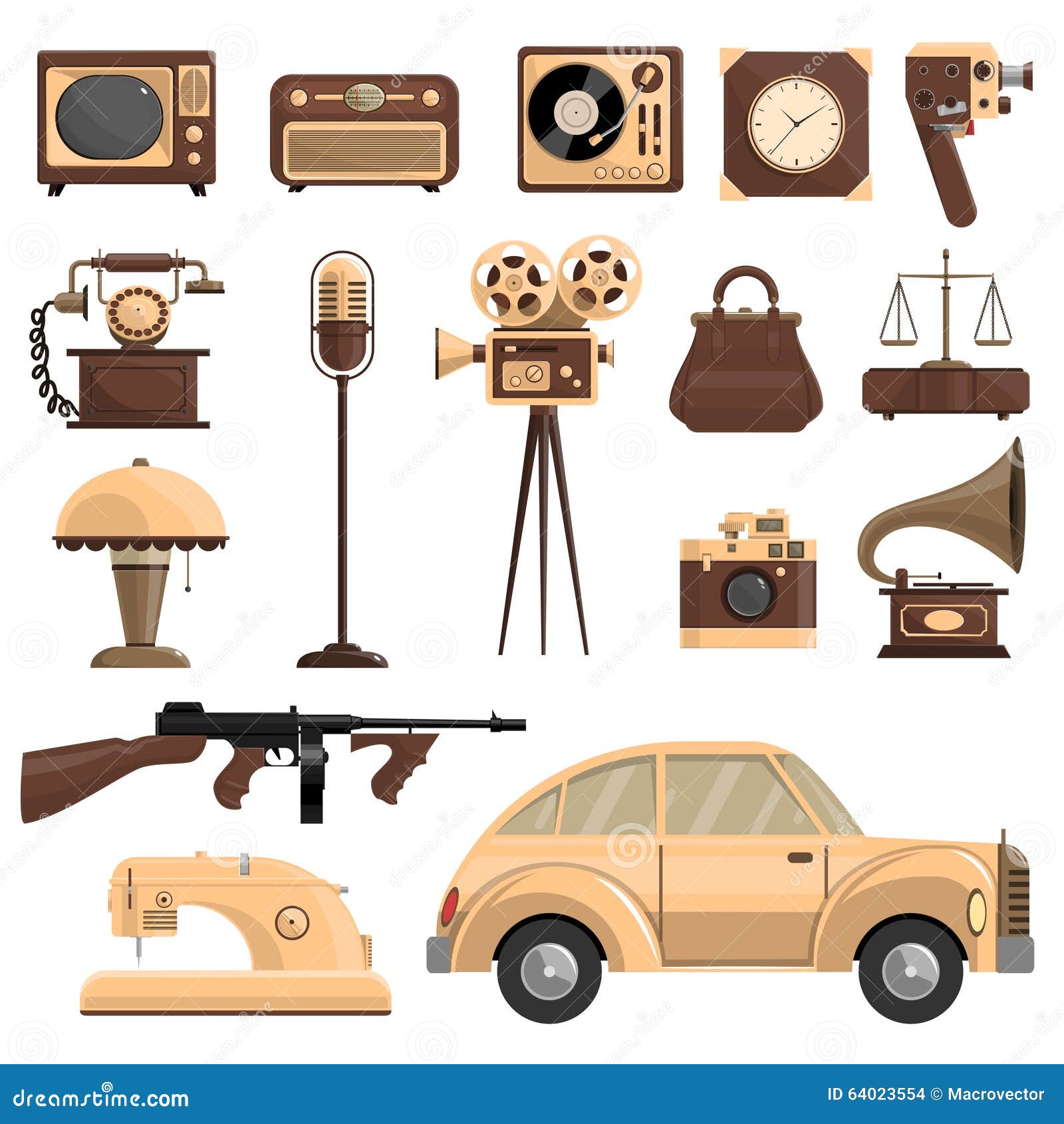 Retro Objects Cartoon Illustration Set | CartoonDealer.com #33416710