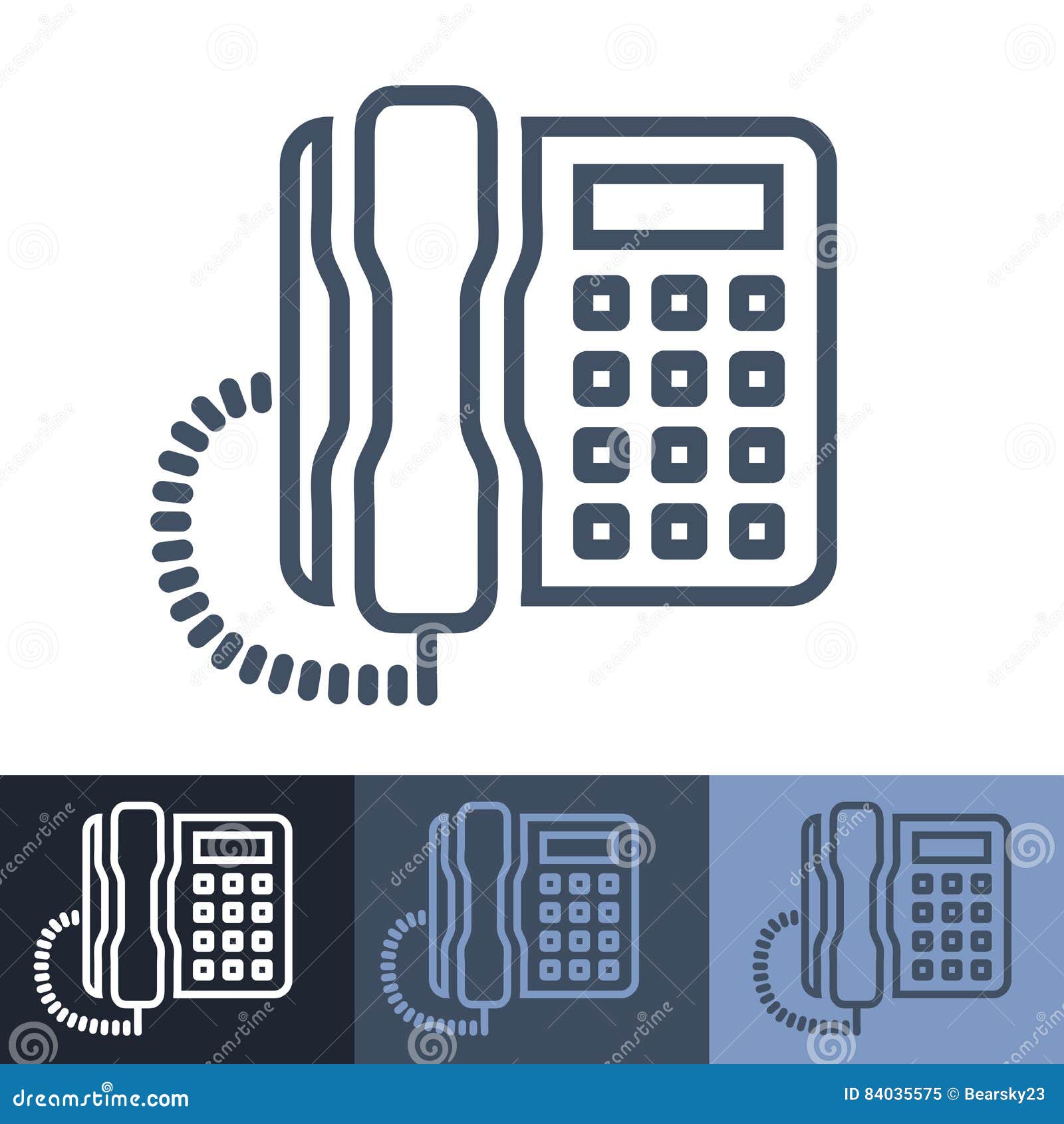 Retro Office Phone Outline Icons Stock Vector - Illustration of front ...