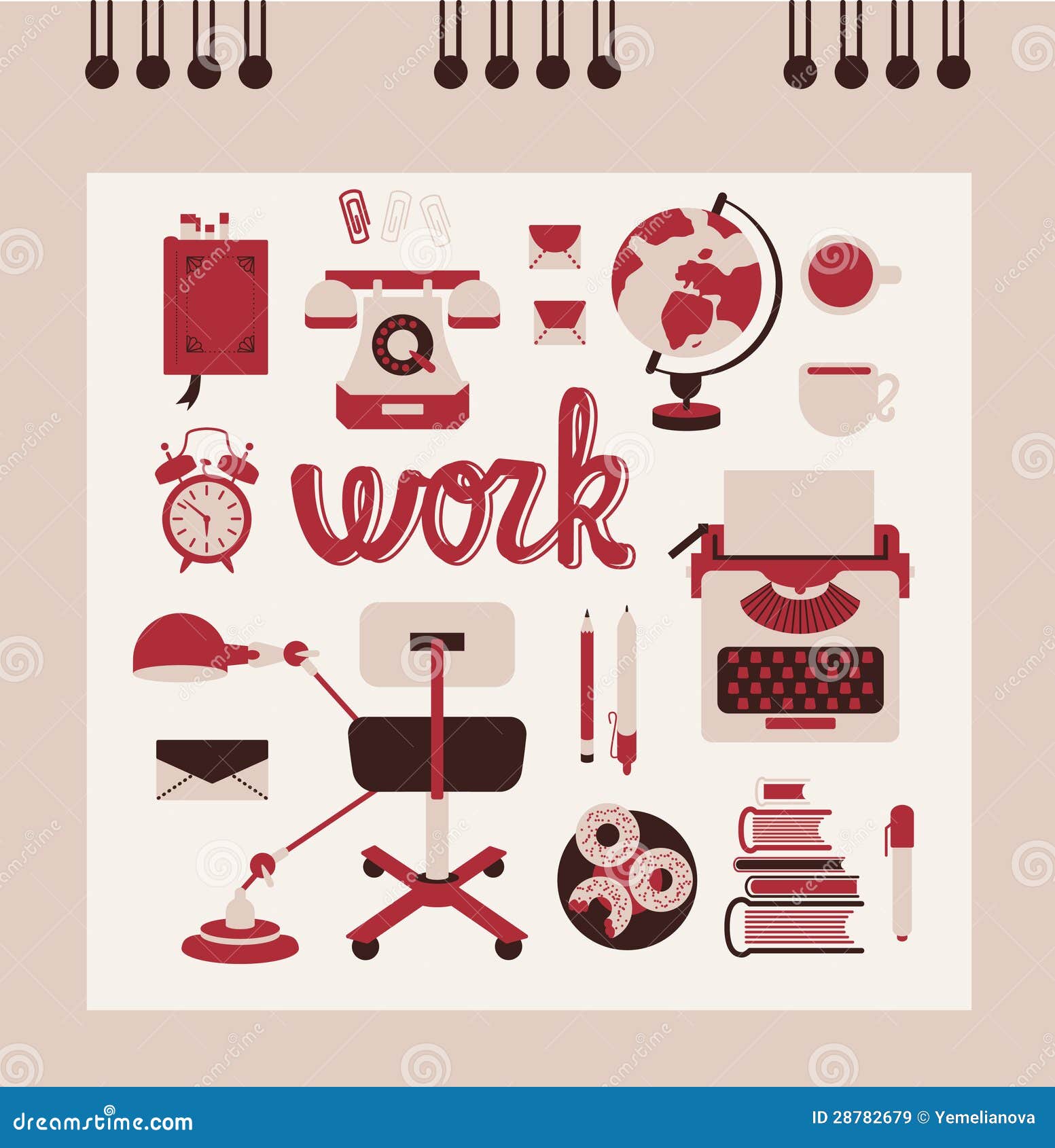 Retro office supplies stock vector. Illustration of vector - 28782679