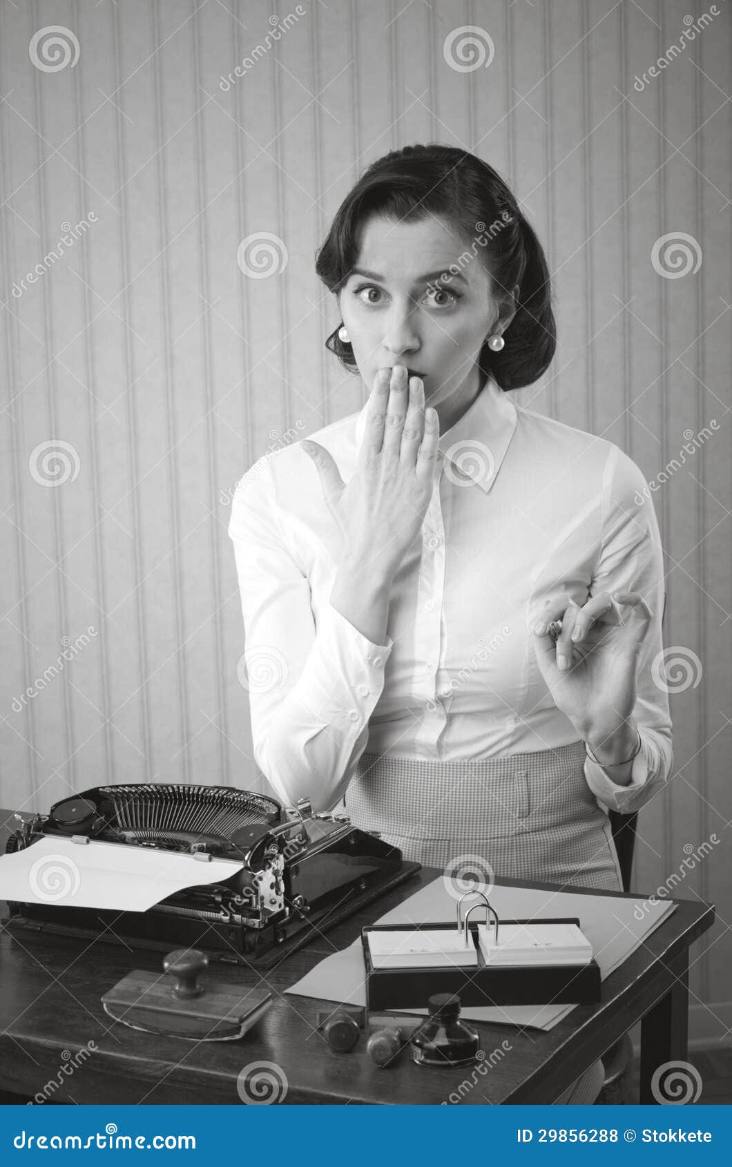 Woman with Surprised Expression Stock Photo - Image of office, desk ...