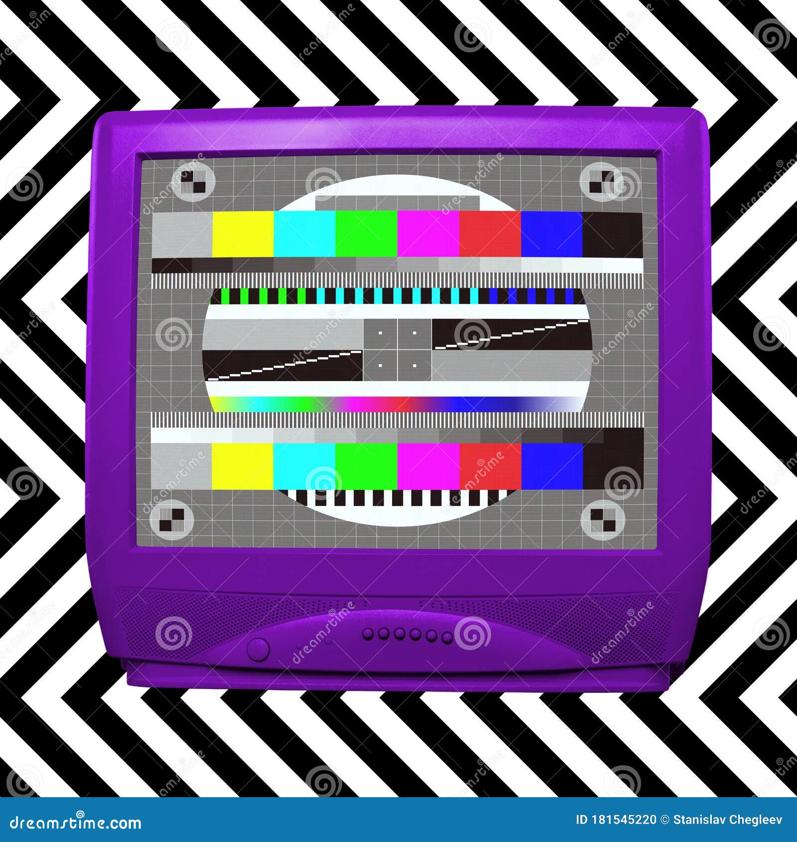 Retro old blue TV front. stock photo. Image of broadcasting - 181545220