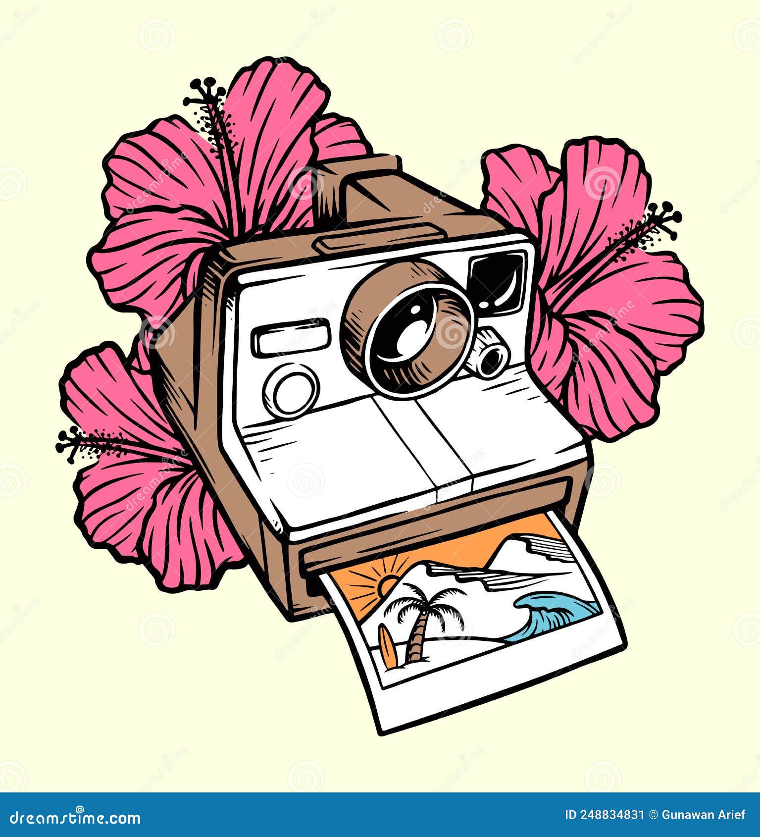 Retro Old Camera Illustration Hand Drawn Stock Vector - Illustration of ...