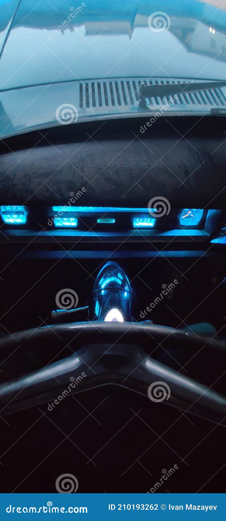 Blue Dashboard Illuminated With Digital Speedometer Gauge Generated By ...