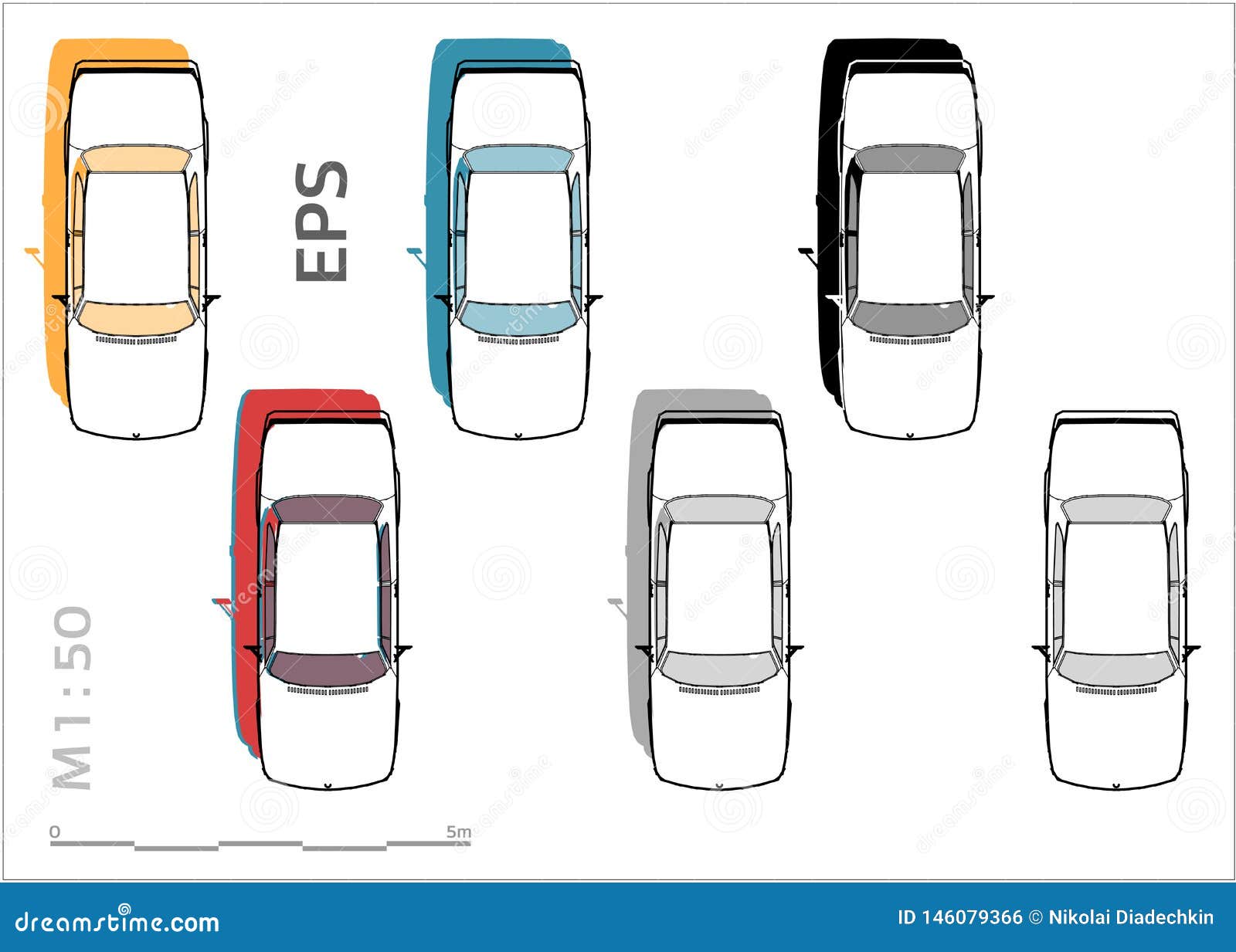Retro Old Car Vector Icons Set for Architectural Drawing and ...