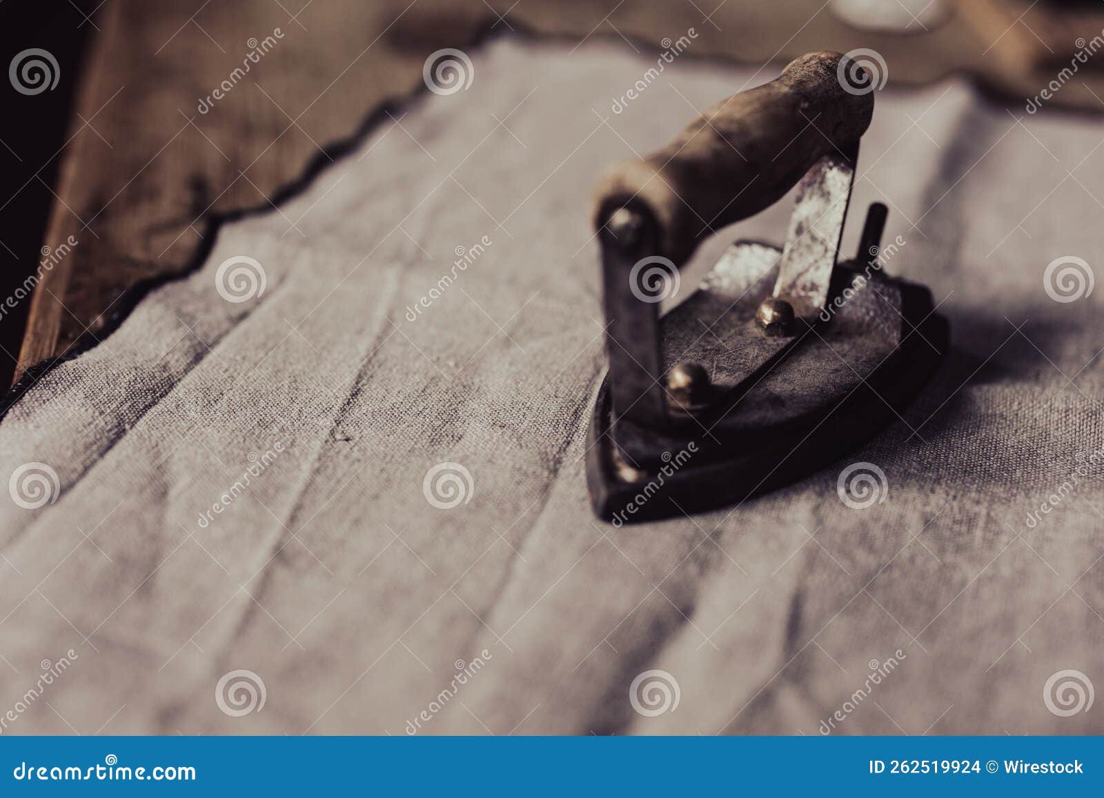 Retro, Old Fashioned Iron on a Cloth Stock Photo - Image of steel ...