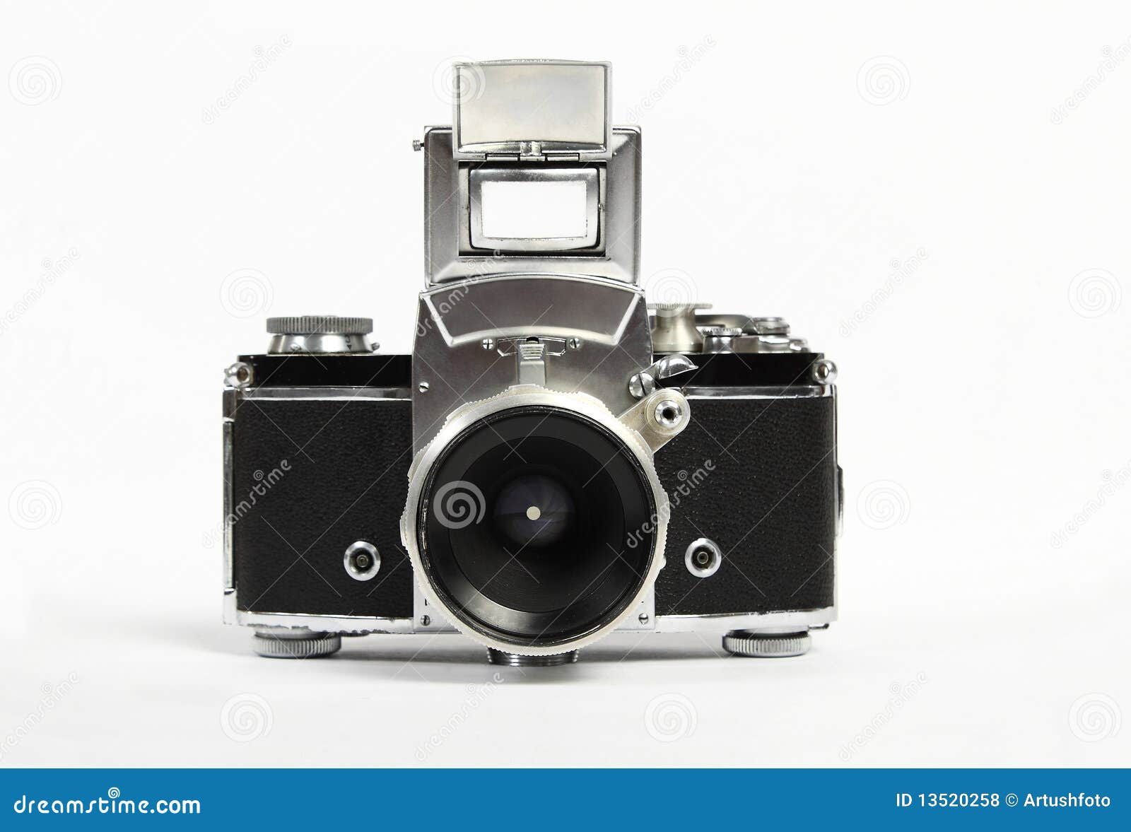Retro Old Photo Camera View from the Front Stock Photo - Image of ...