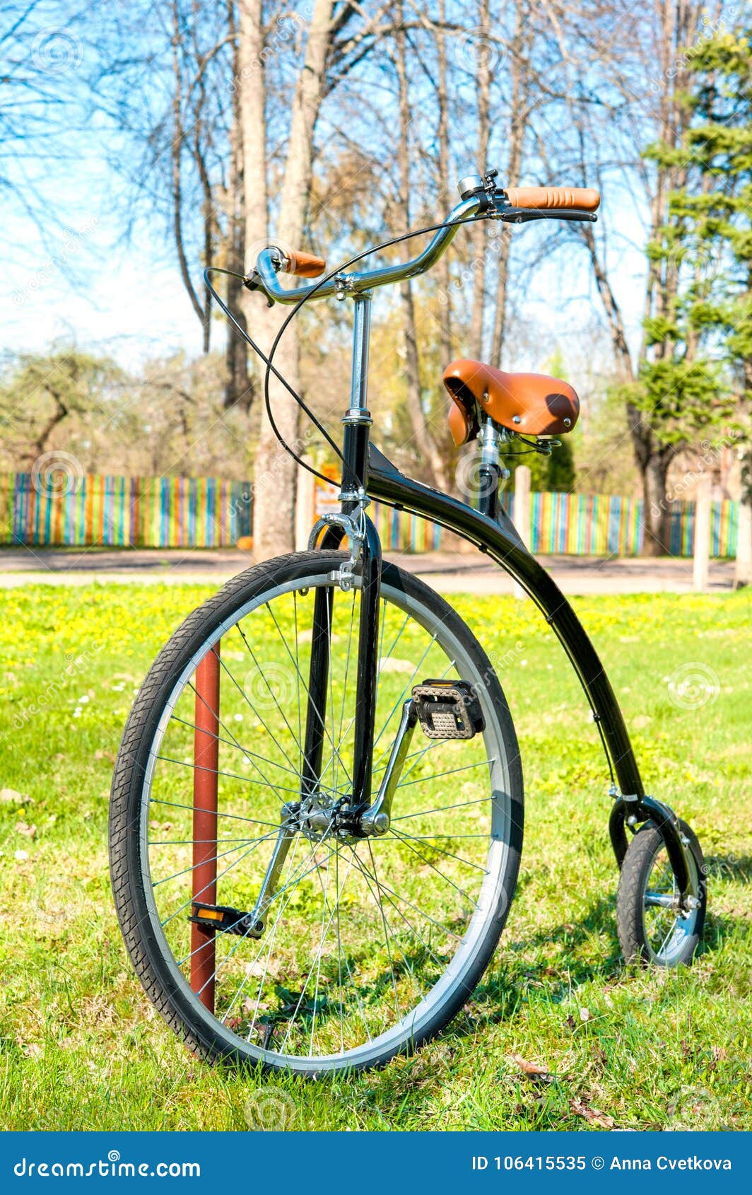 Retro, Old Style Bicycle in the Sunny Spring Green Park. Stock Image ...