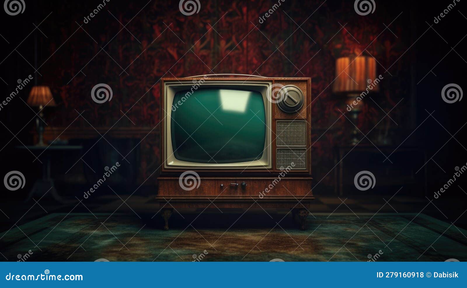 Retro Old Television on Abstract Background. Minimal Style. Generative ...