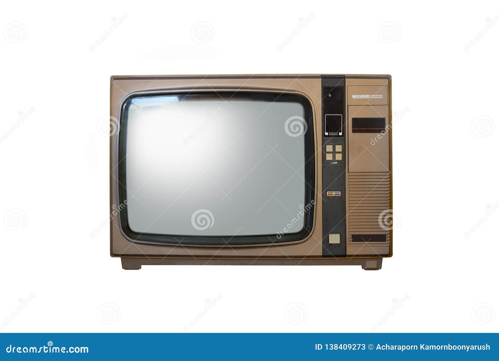 Retro Old Television from 80s Isolated on White Background Stock Image ...